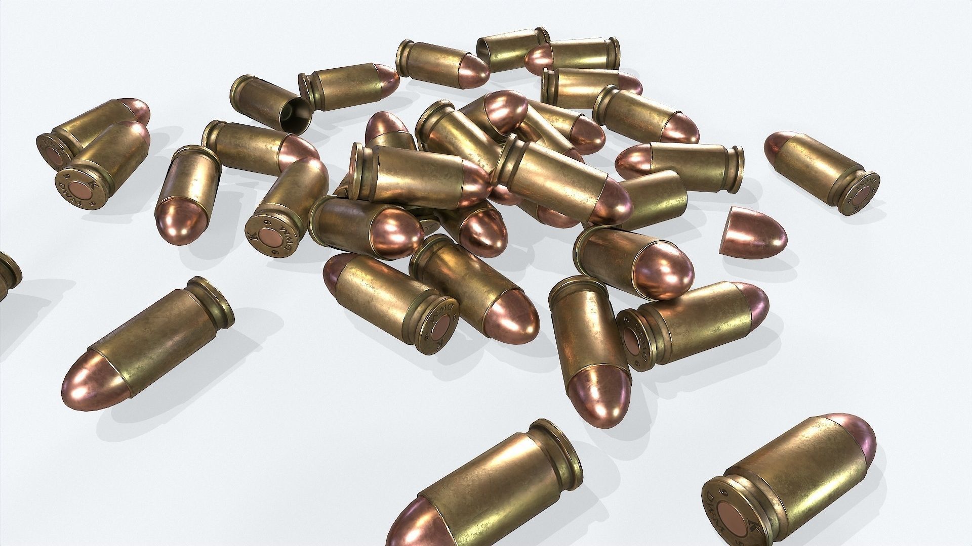 3D model Cartridge 3 bullets in shape of heart VR / AR / low-poly ...