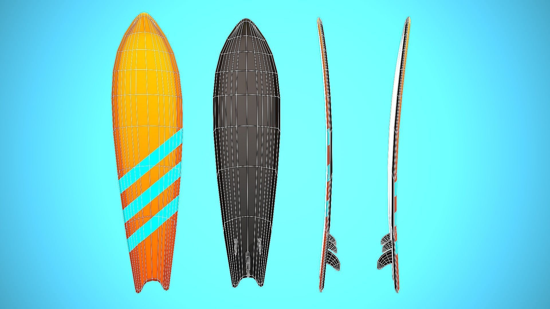 3D model SURF BOARD 04 CARTOON STYLIZED VR / AR / low-poly | CGTrader