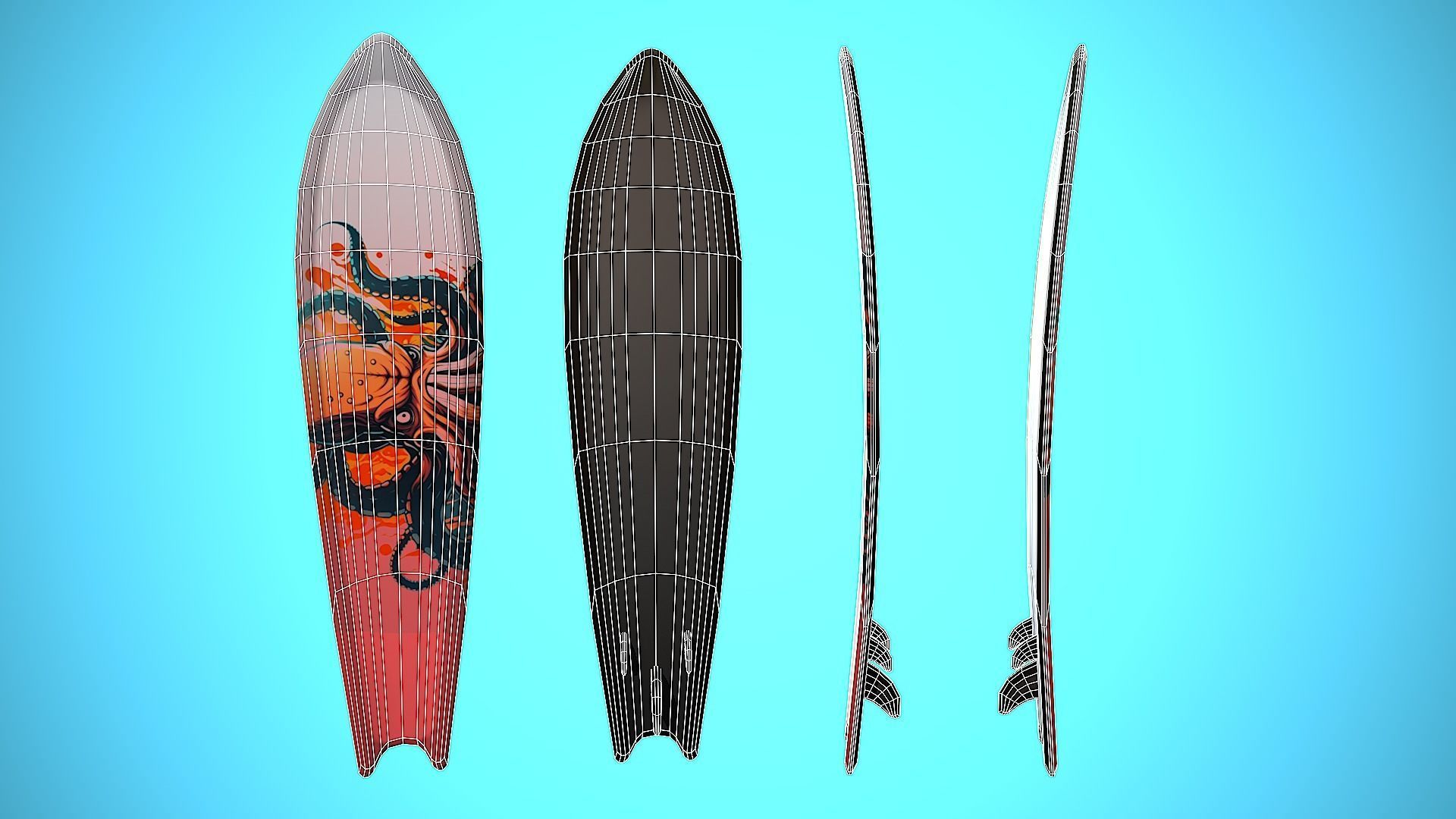3D model SURF BOARD 11 CARTOON STYLIZED VR / AR / low-poly | CGTrader