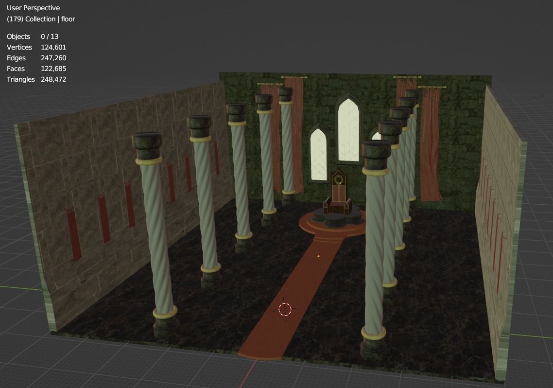 3D model Medieval Throne Room 3D model low poly Blender VR / AR / low ...
