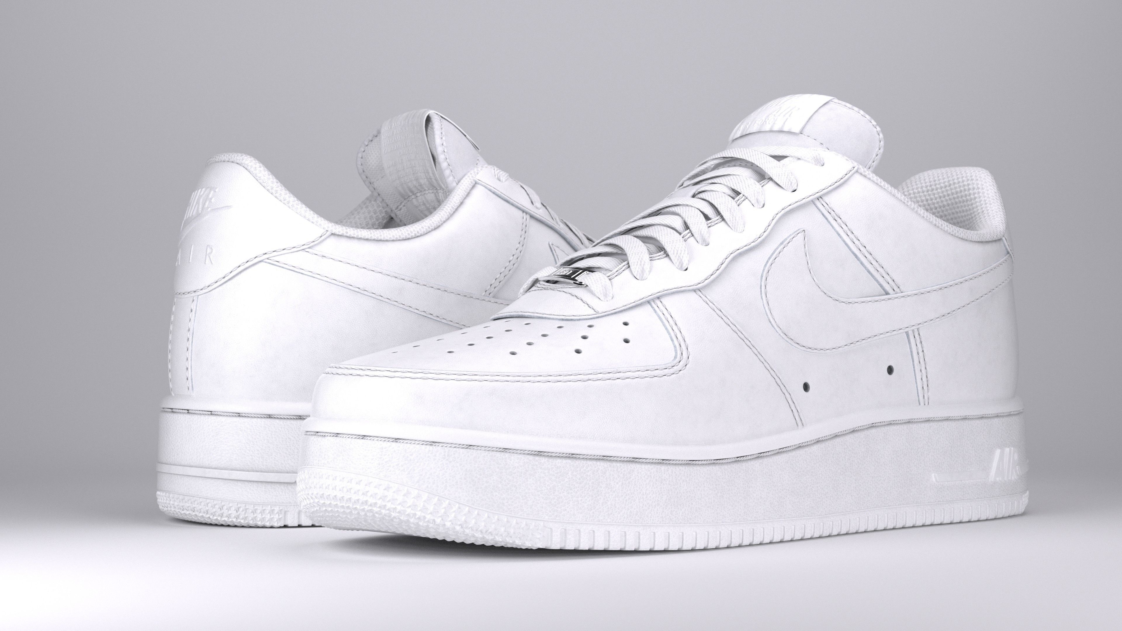 3D model Nike Air Force 1 Triple White VR / AR / low-poly | CGTrader