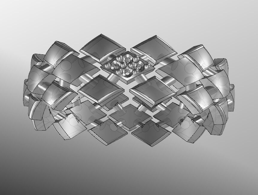 Model 1034 Diamond Facet Diamond Ring US size 3D model 3D printable ...