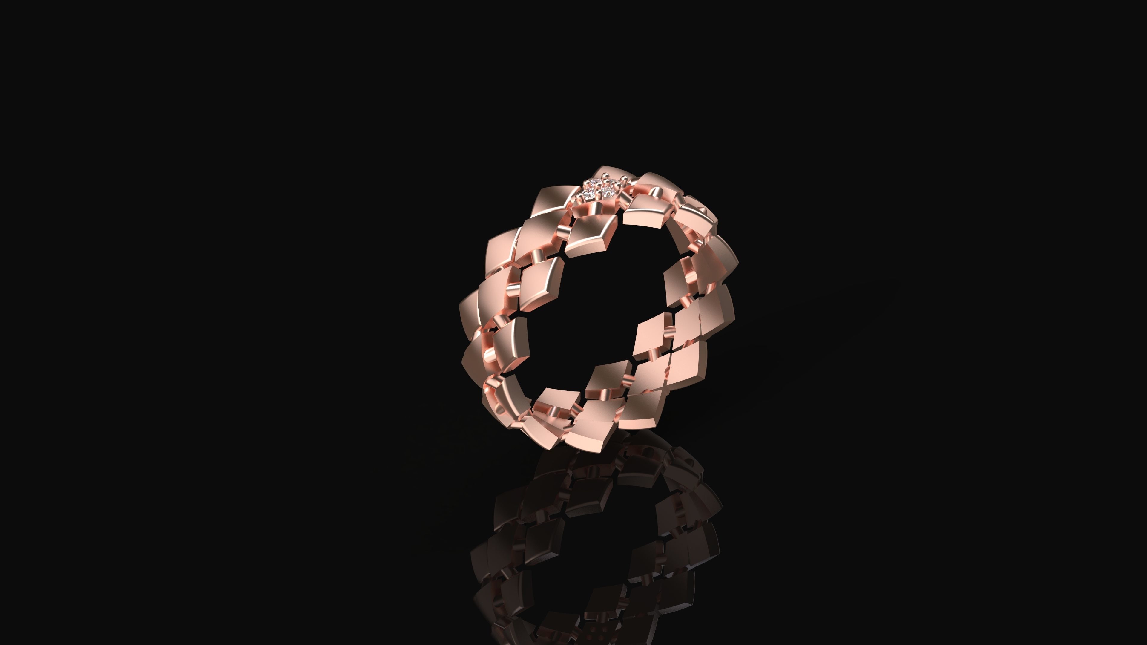 Model 1034 Diamond Facet Diamond Ring US size 3D model 3D printable ...