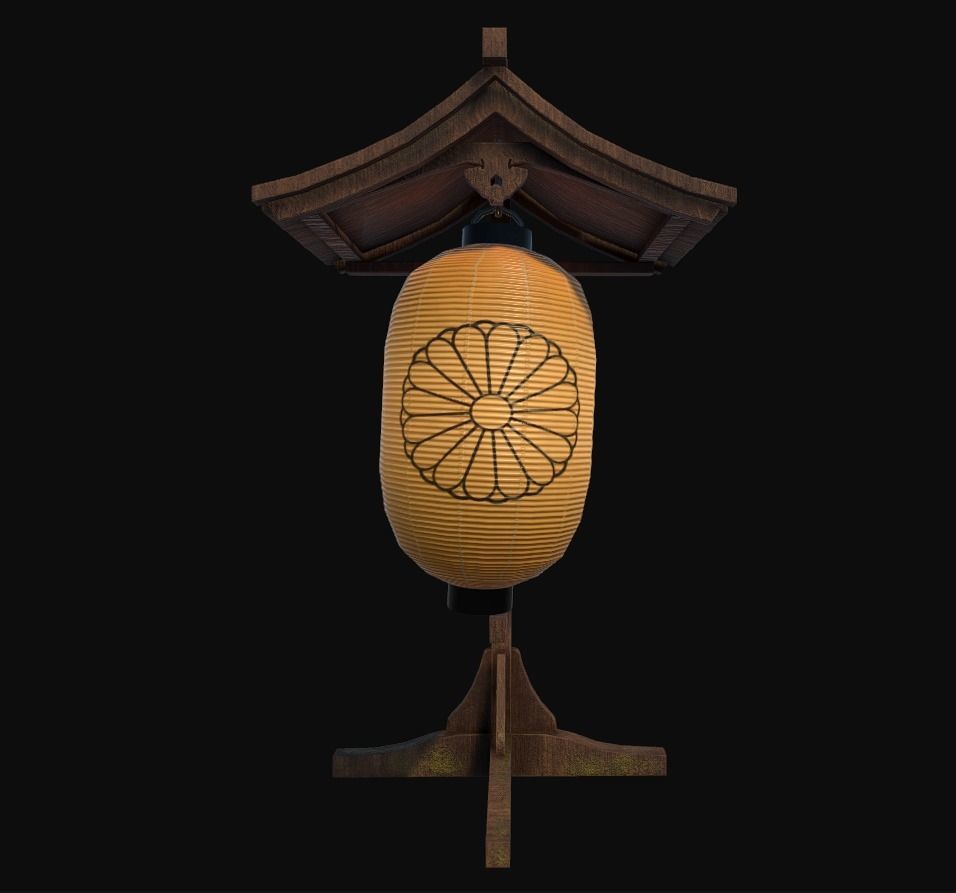 3D model Pbr Japanese lamp and post VR / AR / low-poly | CGTrader