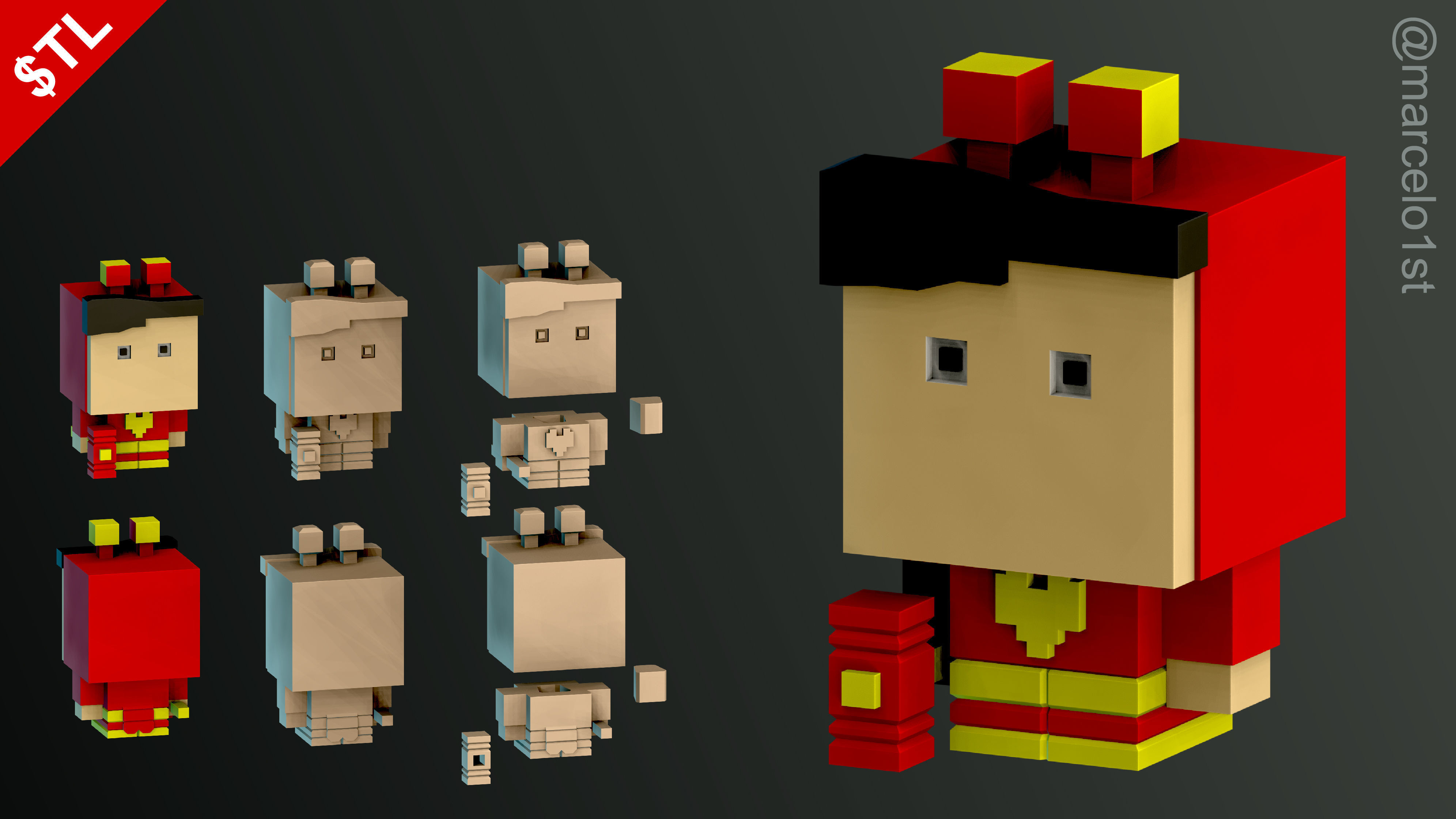 CUBES Chapolin Colorado free 3D model 3D printable | CGTrader