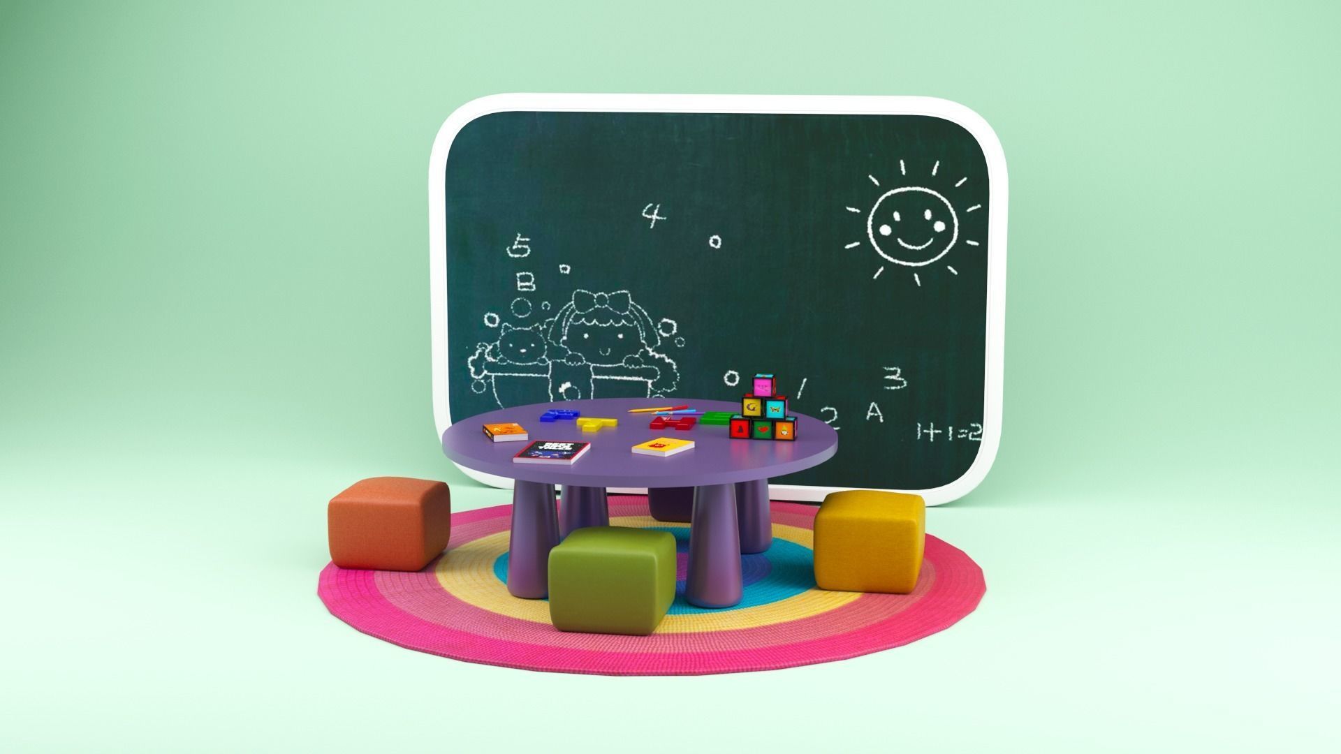 3D model Children classroom props VR / AR / low-poly | CGTrader