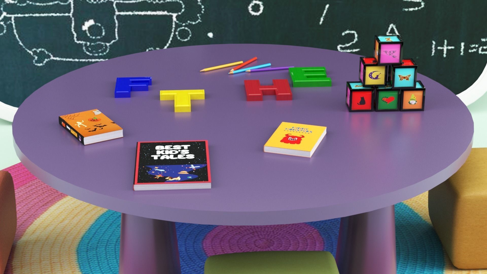 3D model Children classroom props VR / AR / low-poly | CGTrader