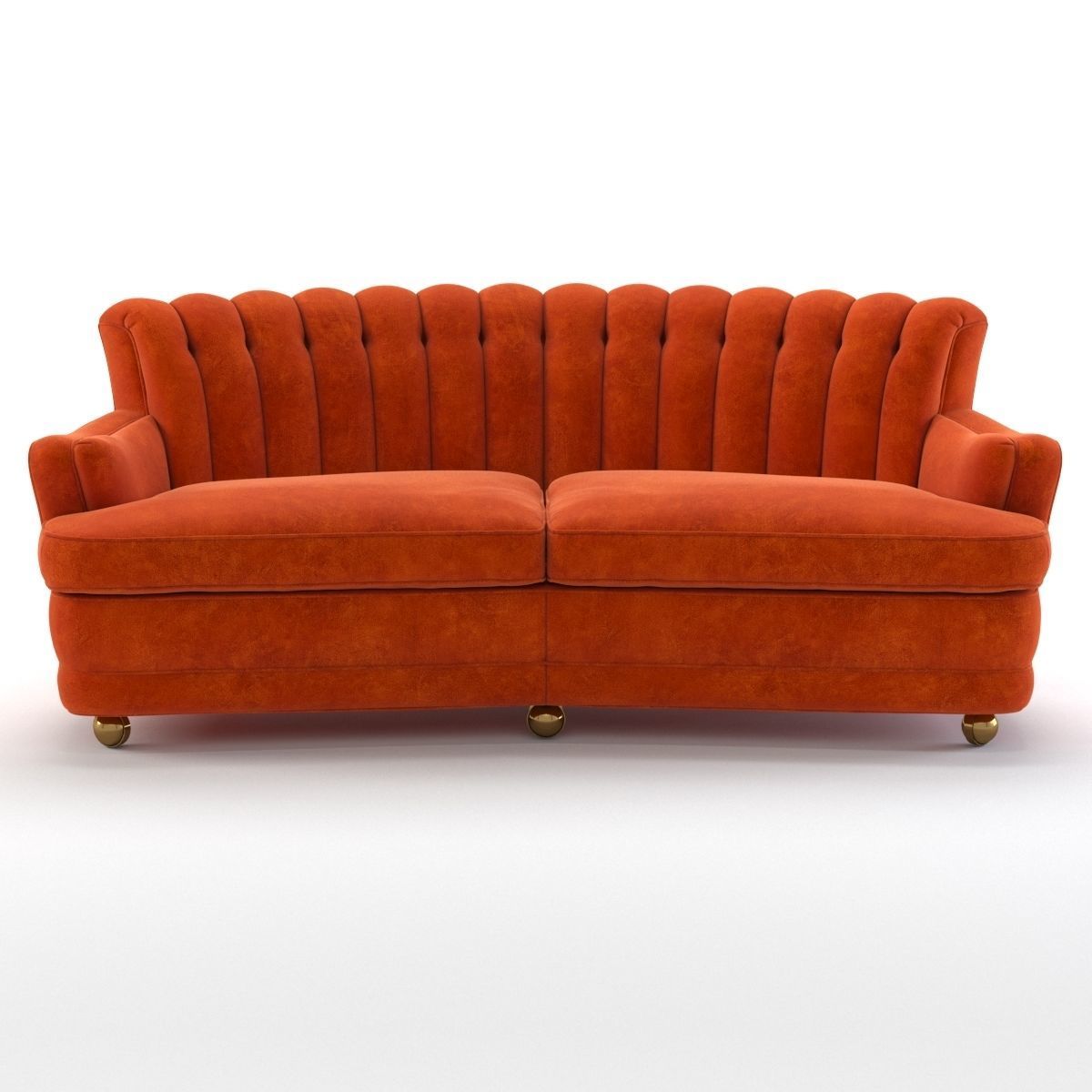 Vintage Couch Furniture Retro Orange Couch 3D model | CGTrader