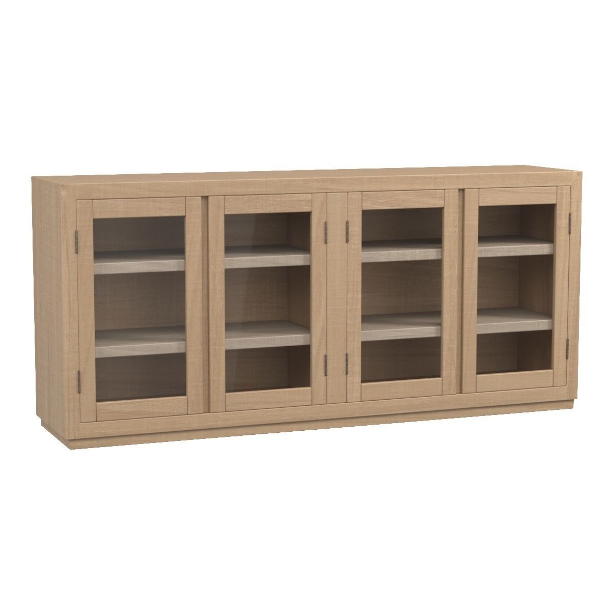 Lemy Rustic Lodge Brown Wood Clear Glass Rectangular 4 Door 3D model ...