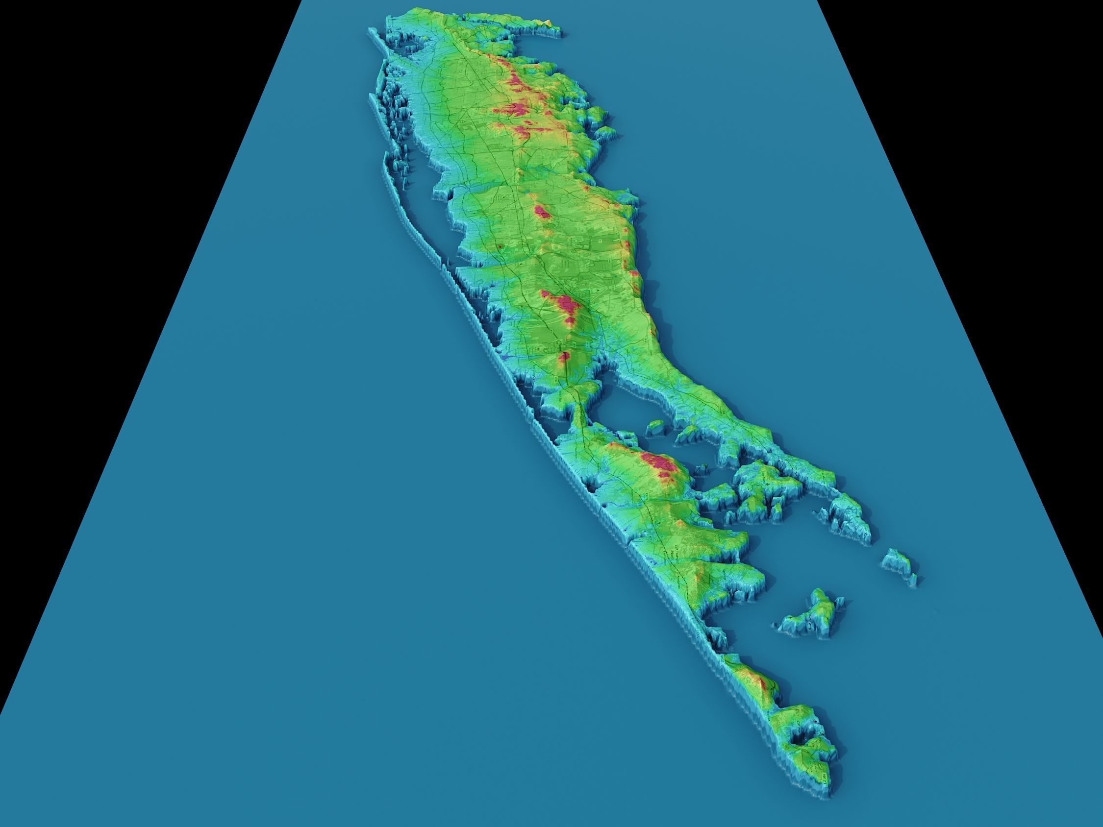 Topographic map of the Long Island and New-York 3D model | CGTrader