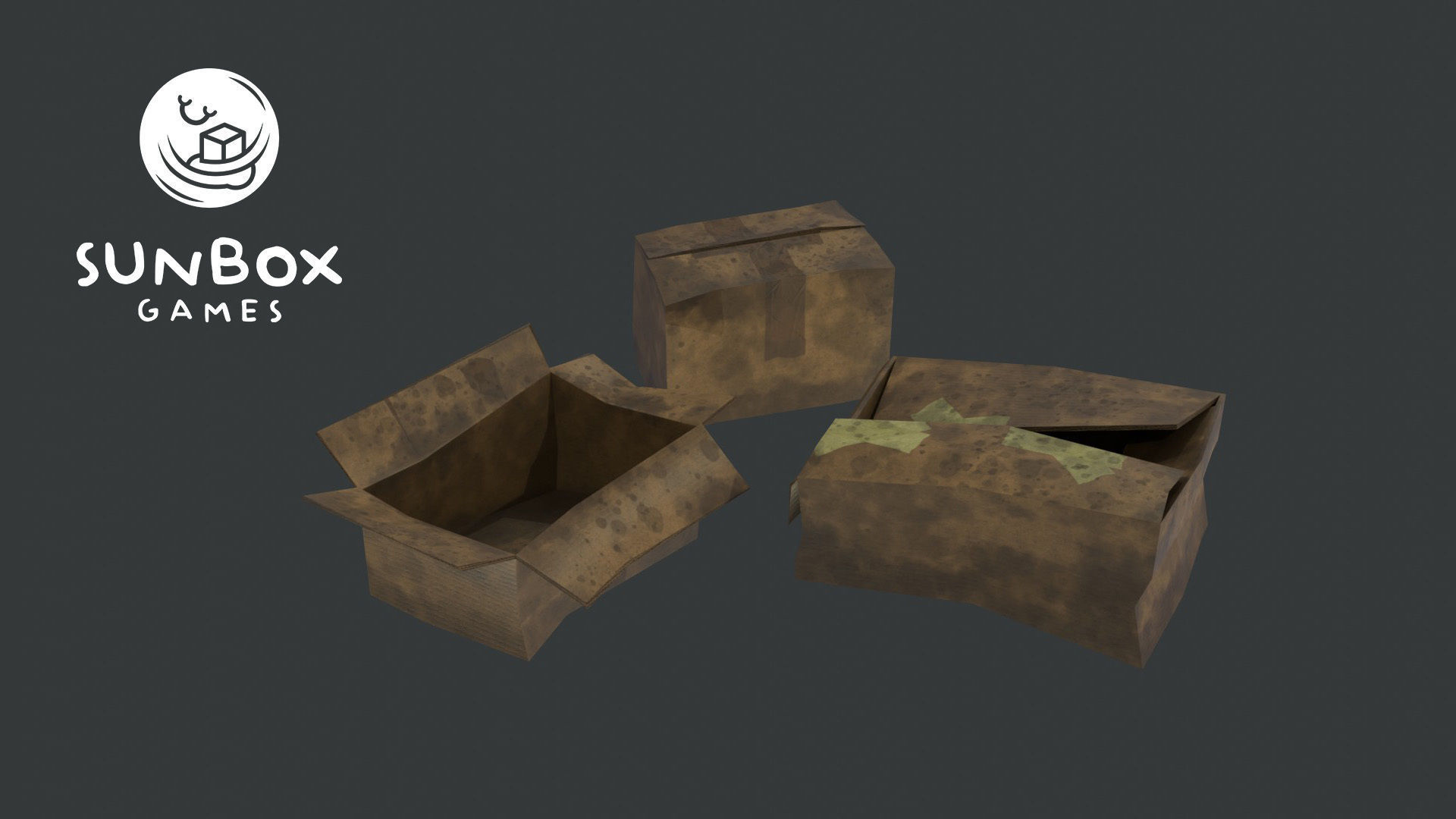 3D model Dirty Carton Boxes - 3 Piece Set VR / AR / low-poly | CGTrader