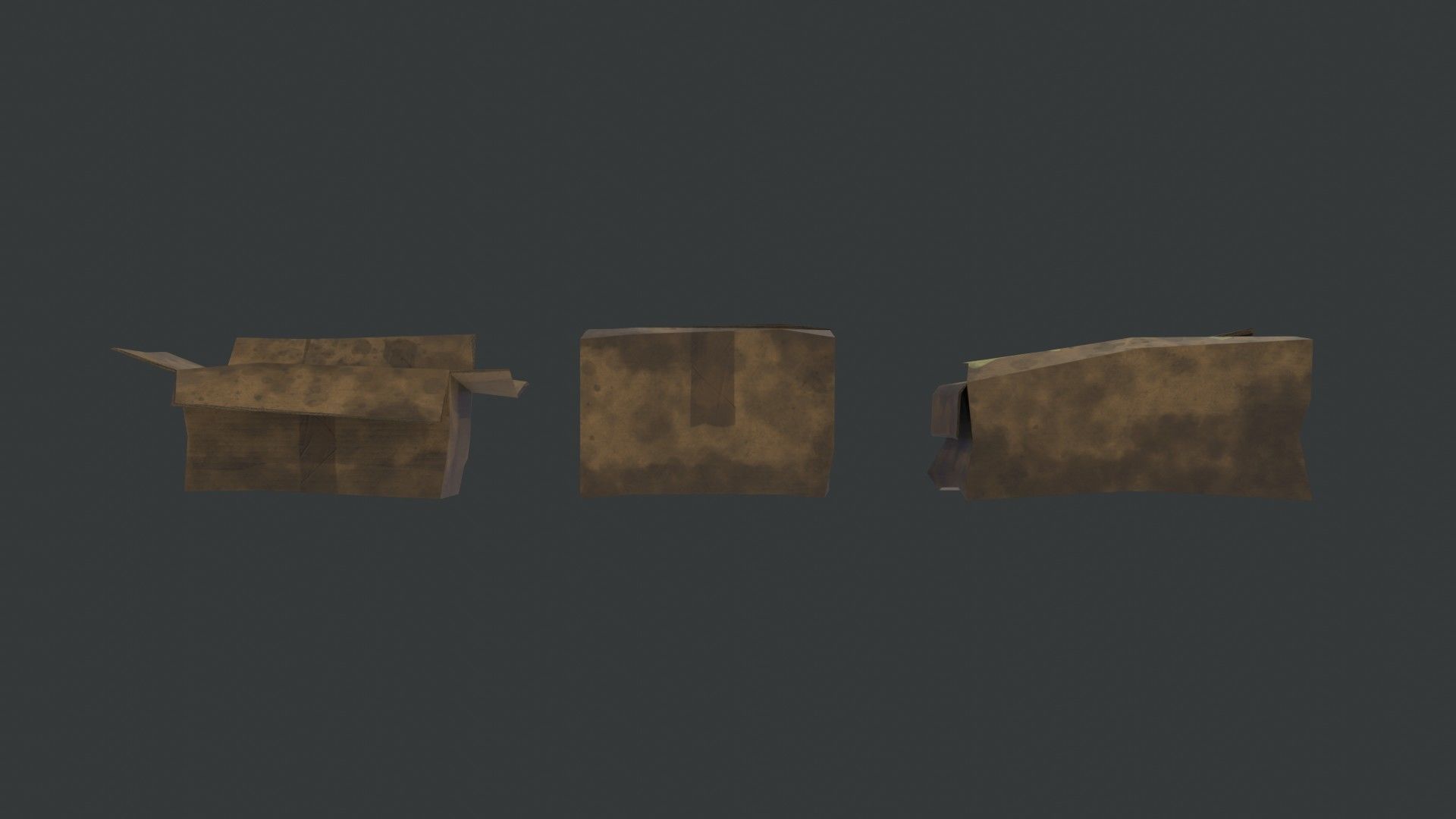 3D model Dirty Carton Boxes - 3 Piece Set VR / AR / low-poly | CGTrader