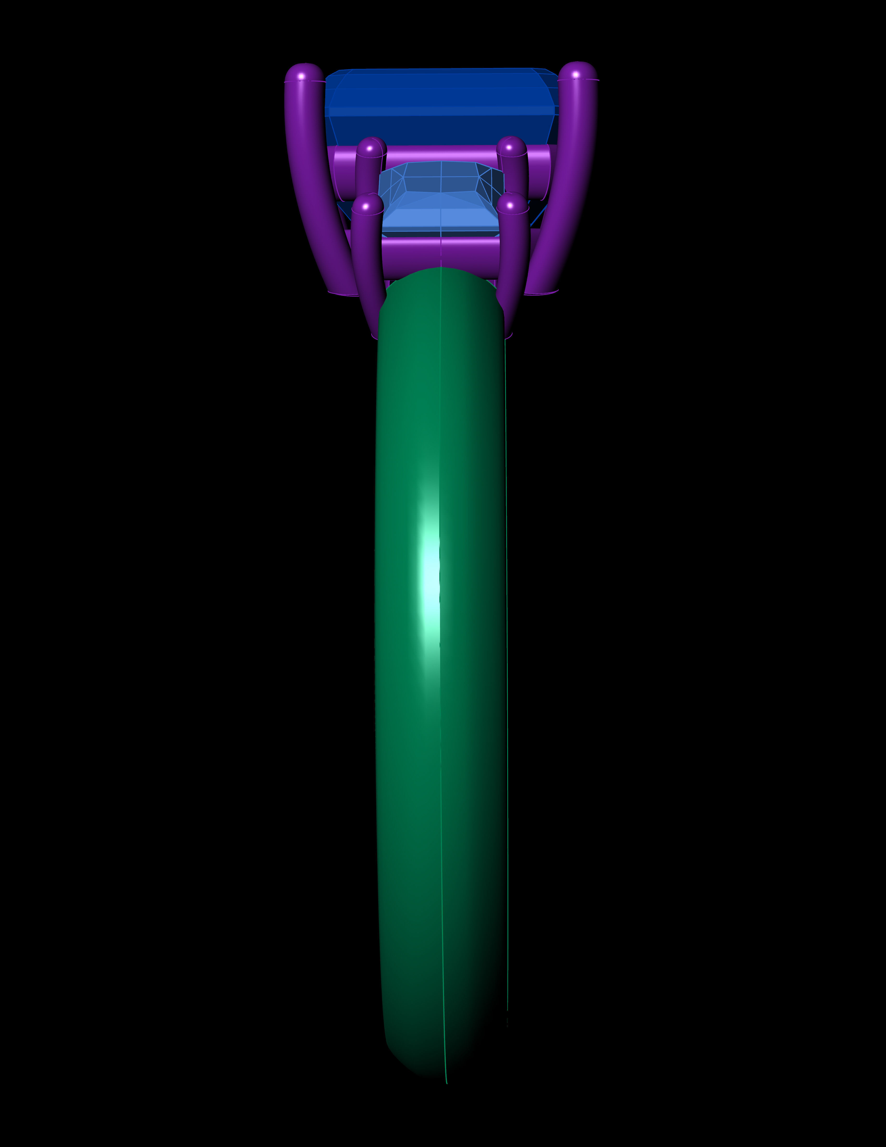 Sphear Blue Emerald Cut With princess cut Daimond Ring 3d Model 3D ...