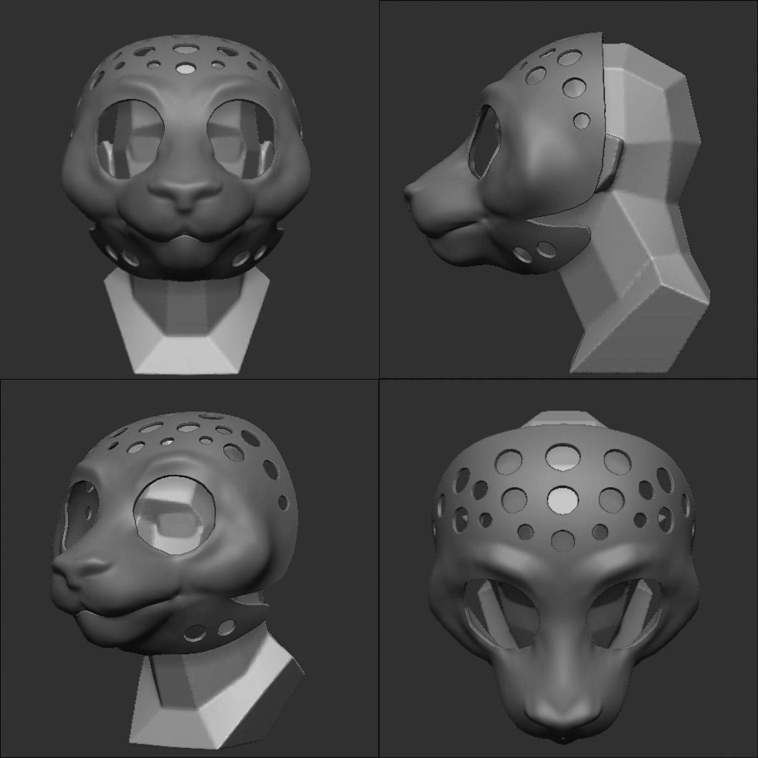 Fursuit Head Base Cat 3D model 3D printable | CGTrader
