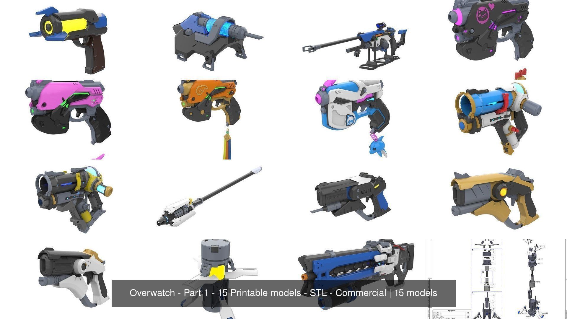 Overwatch - Part 1 - 15 Printable models - STL - Commercial 3D Model ...