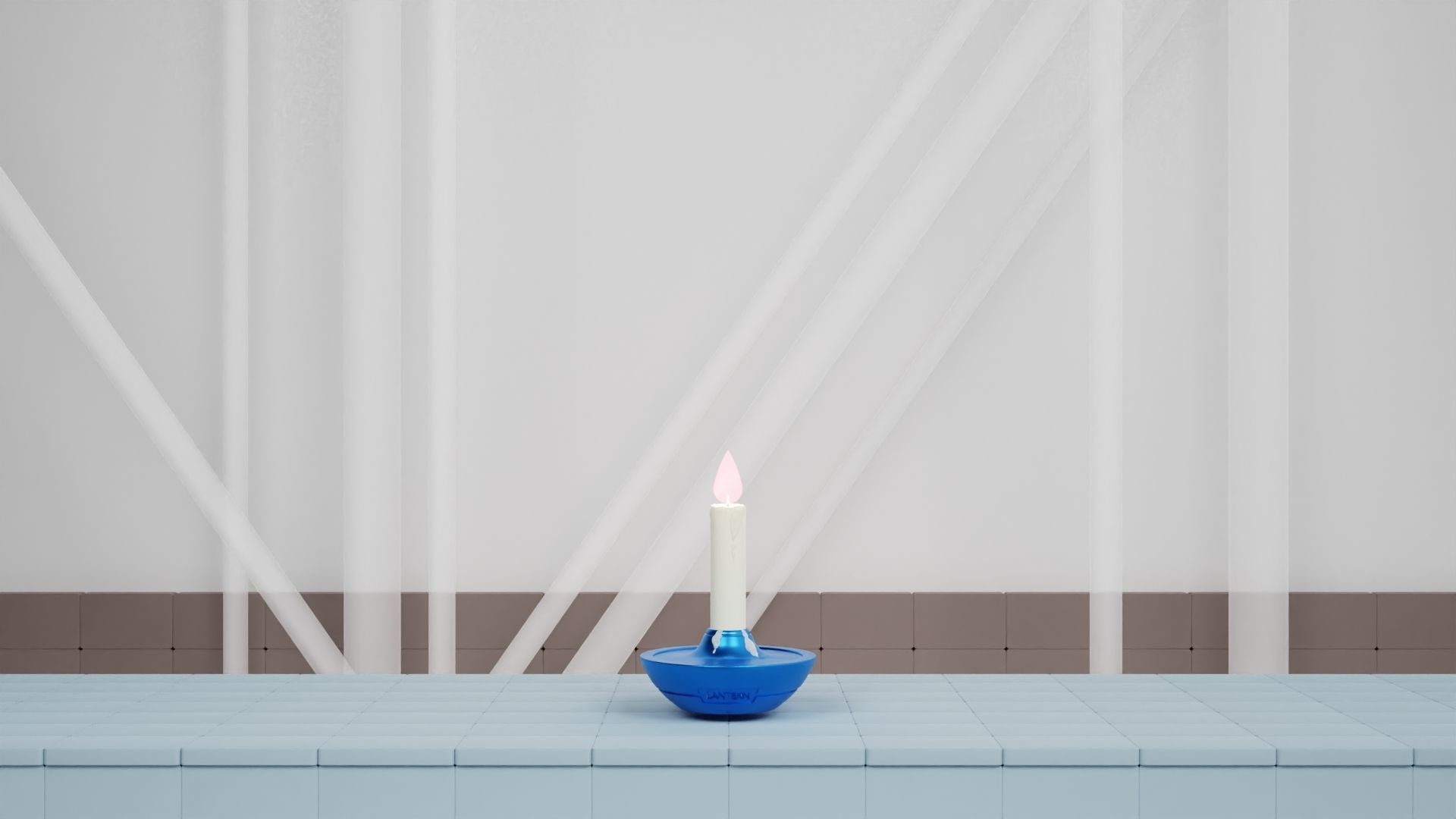 3D model Candle Light Lantern with Multiple Parts on a Tiles Floor VR ...