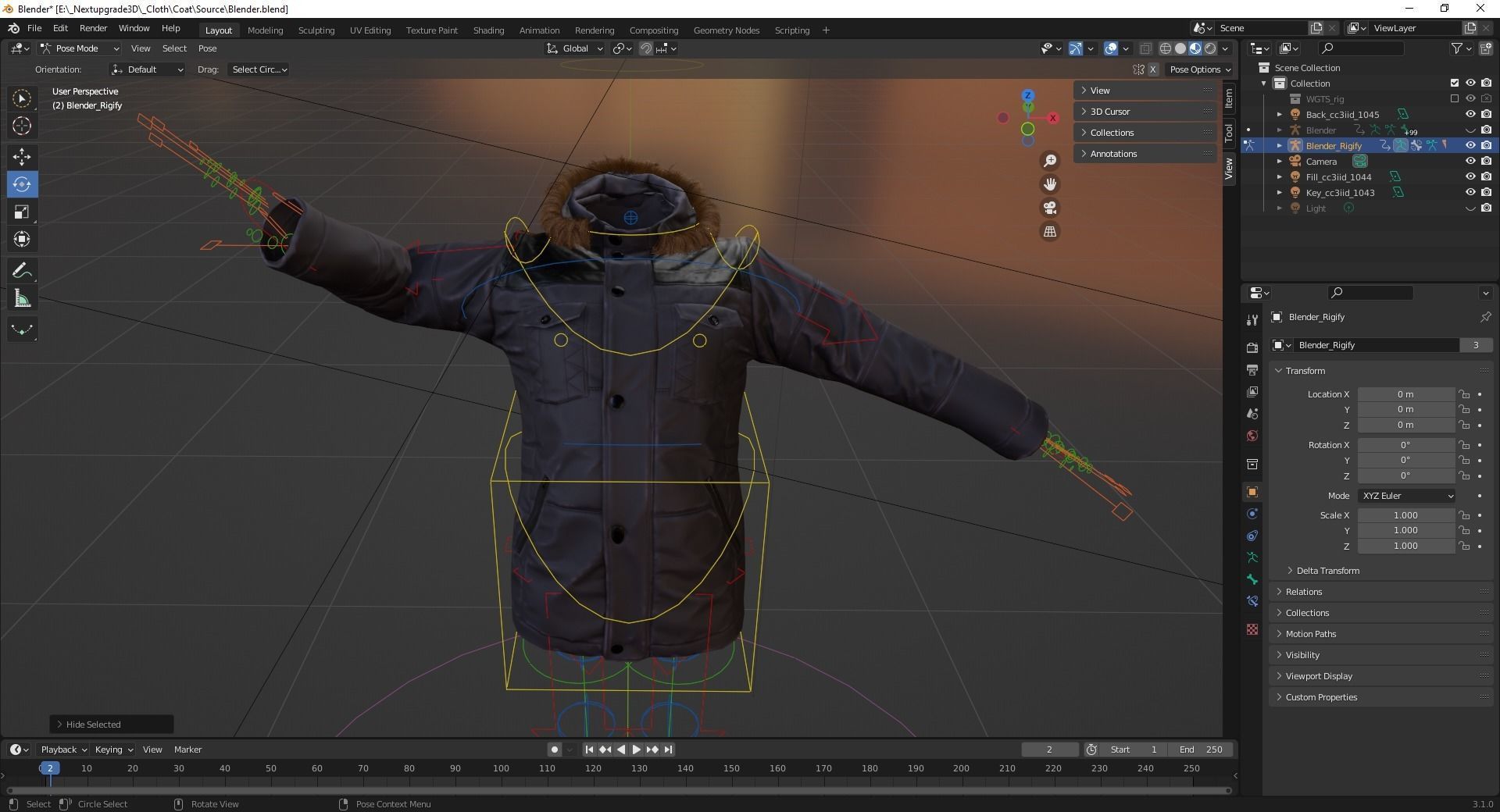 3D model Coat Realistic 3D Rigged VR / AR / low-poly | CGTrader
