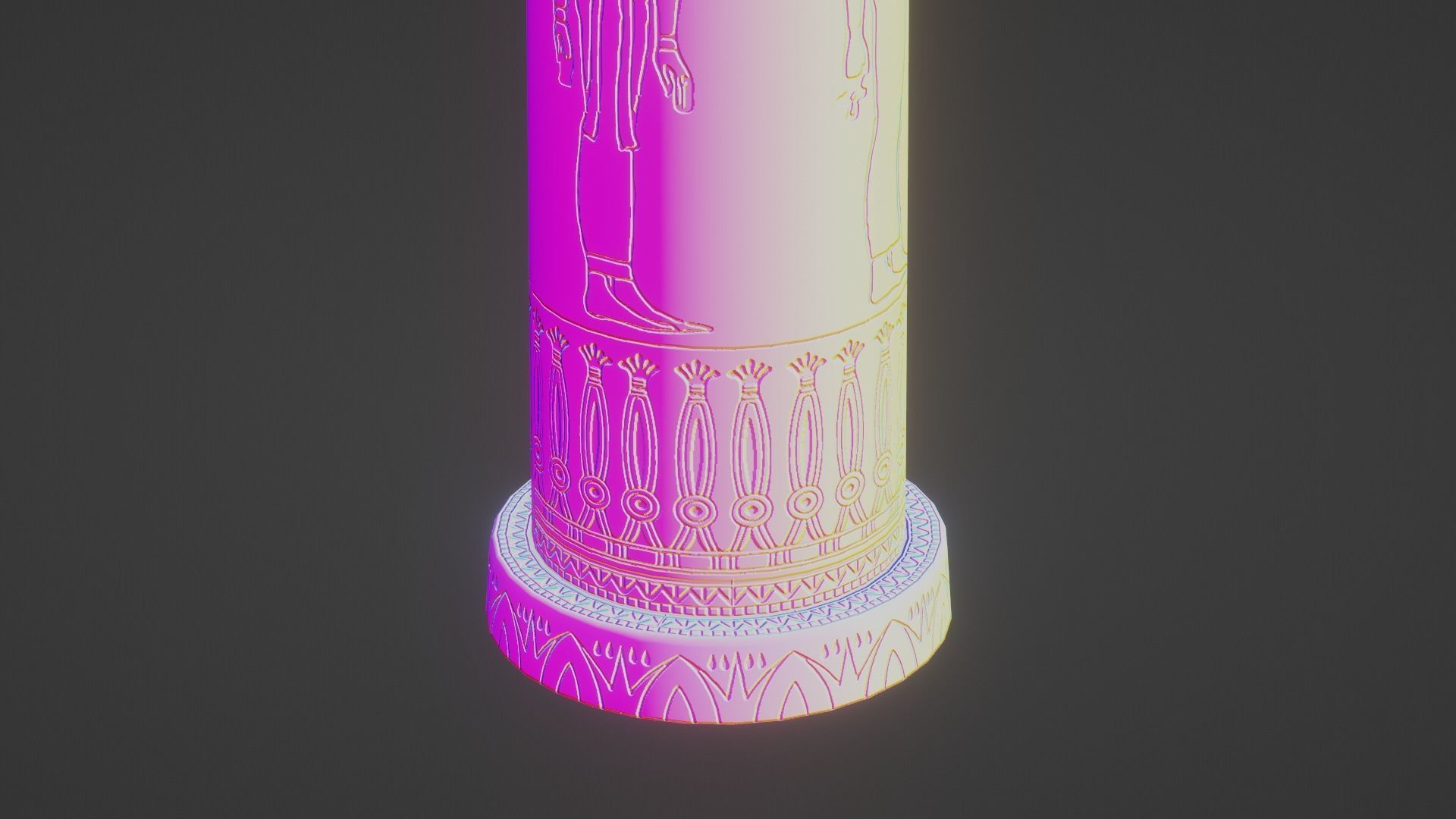 3D model Egyptian Column Palm Capital in Dark Stone VR / AR / low-poly ...