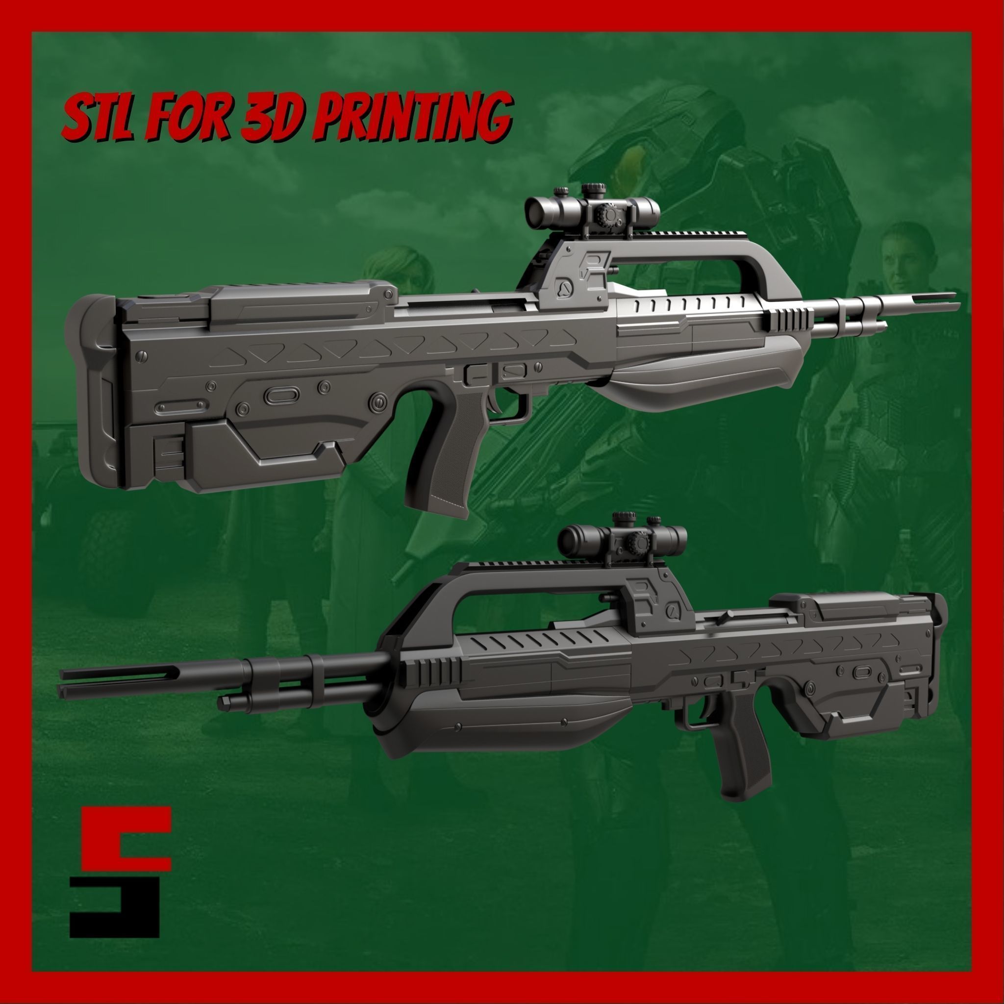 Halo BR55 battle rifle prop Halo Series Video game Halo 5 3D model 3D ...