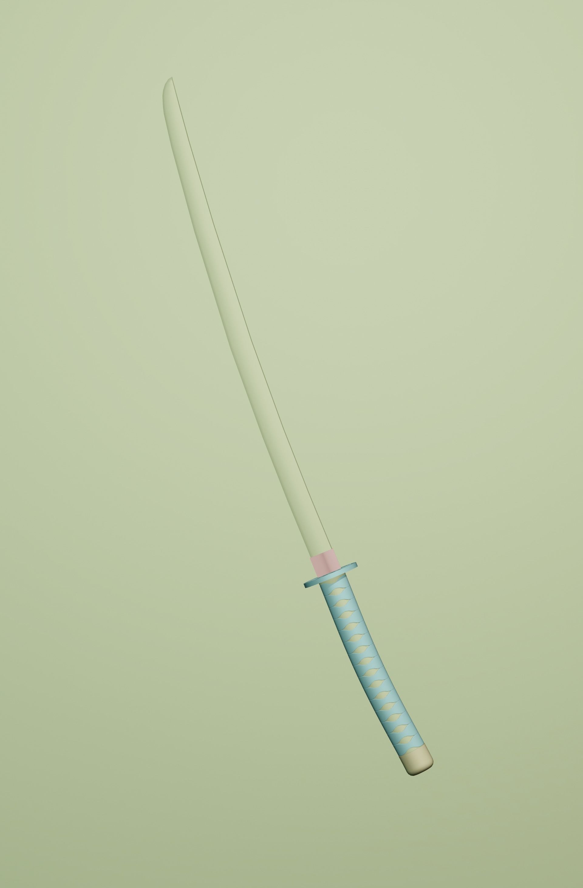 3D model Katana with magic symbols hieroglyphs on blade gameready VR ...