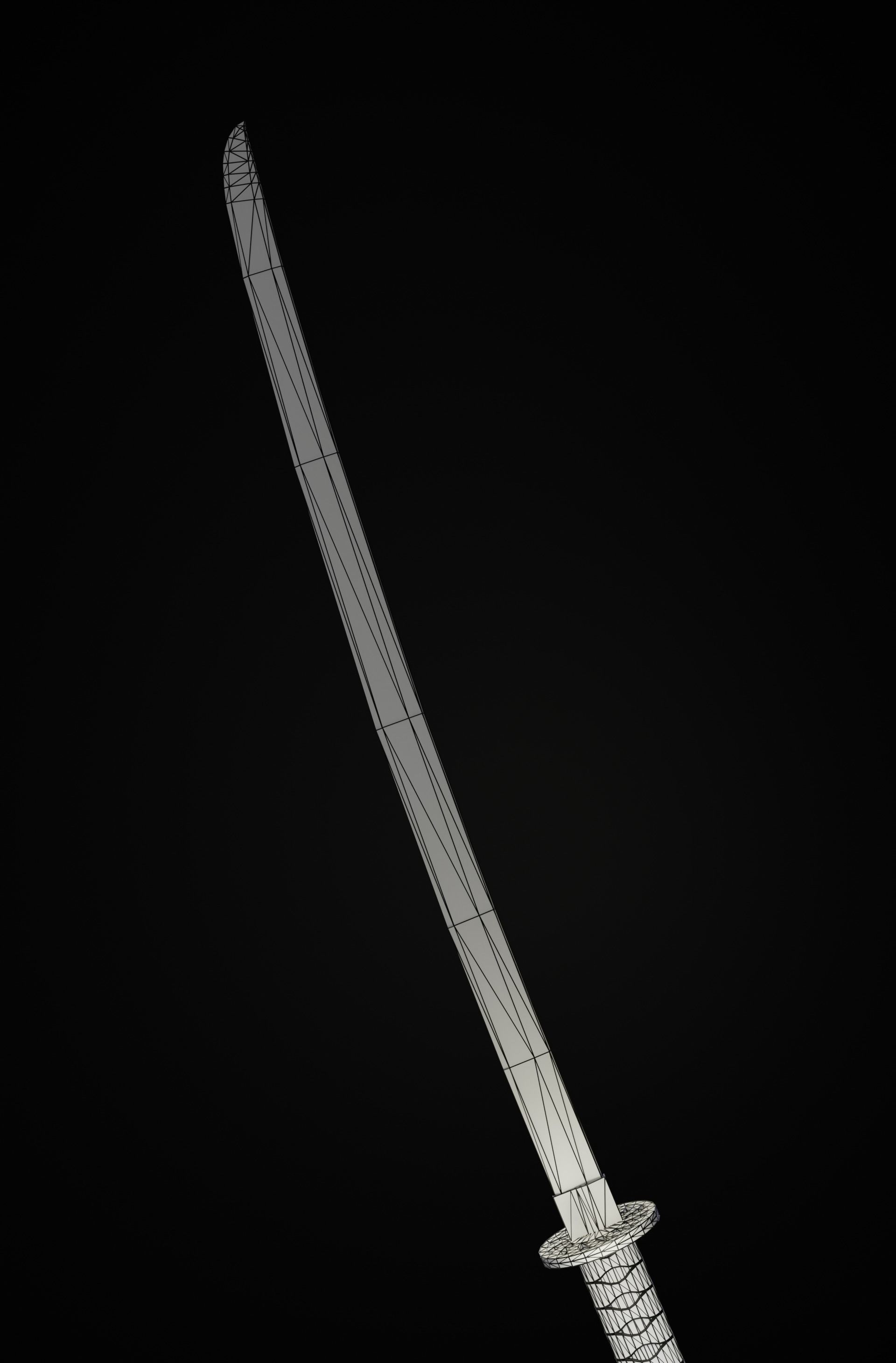 3D model Katana with magic symbols hieroglyphs on blade gameready VR ...