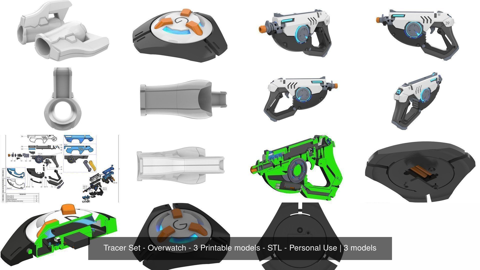 Tracer Set - Overwatch - 3 Printable models - STL - Personal Use 3D ...