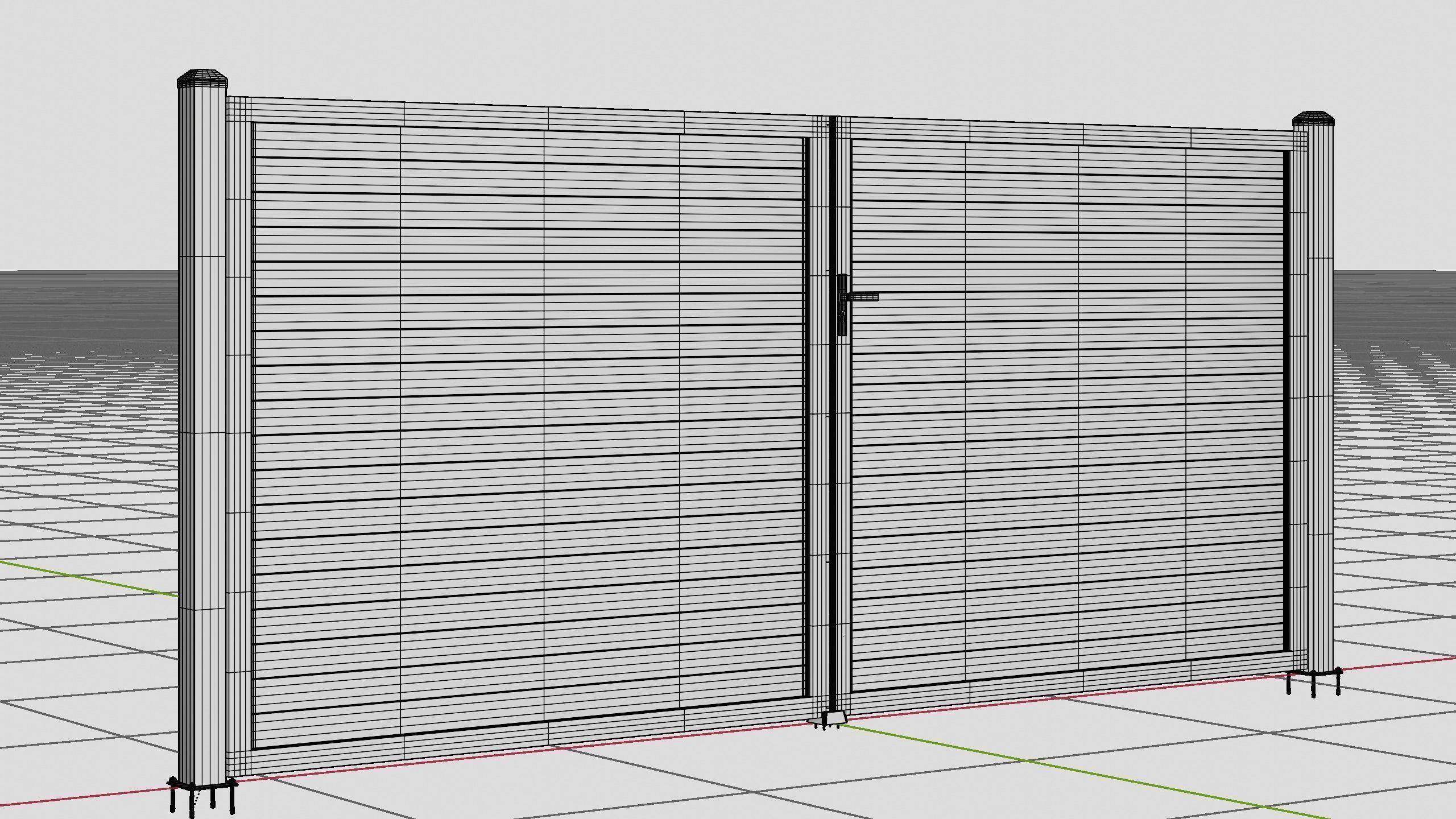Aluminum Driveway Gate - Model 2 - 10cm Wall 3D model | CGTrader