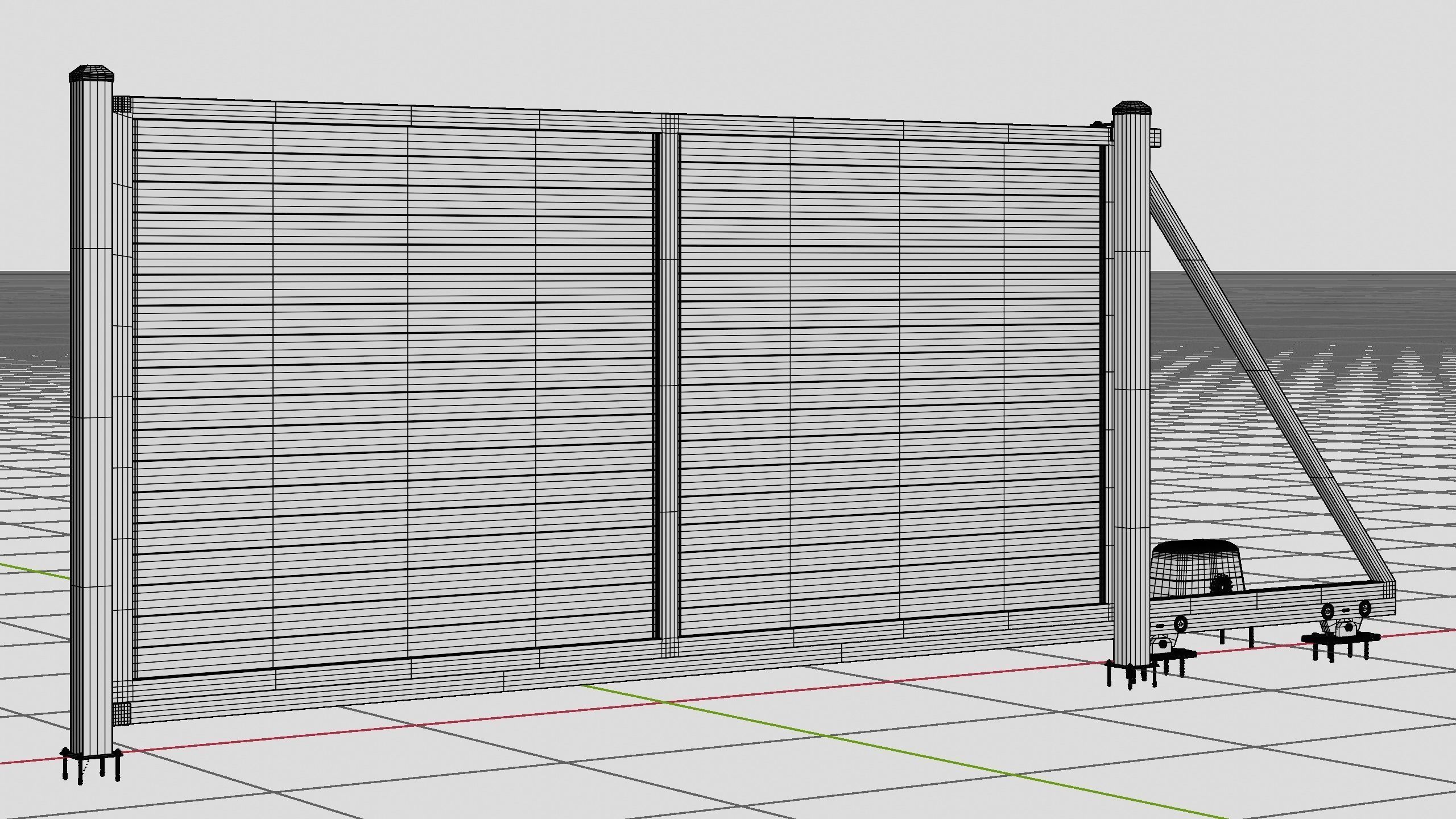 Aluminum Electric Sliding Gate - Model 2 - 10cm Wall - 3D model | CGTrader
