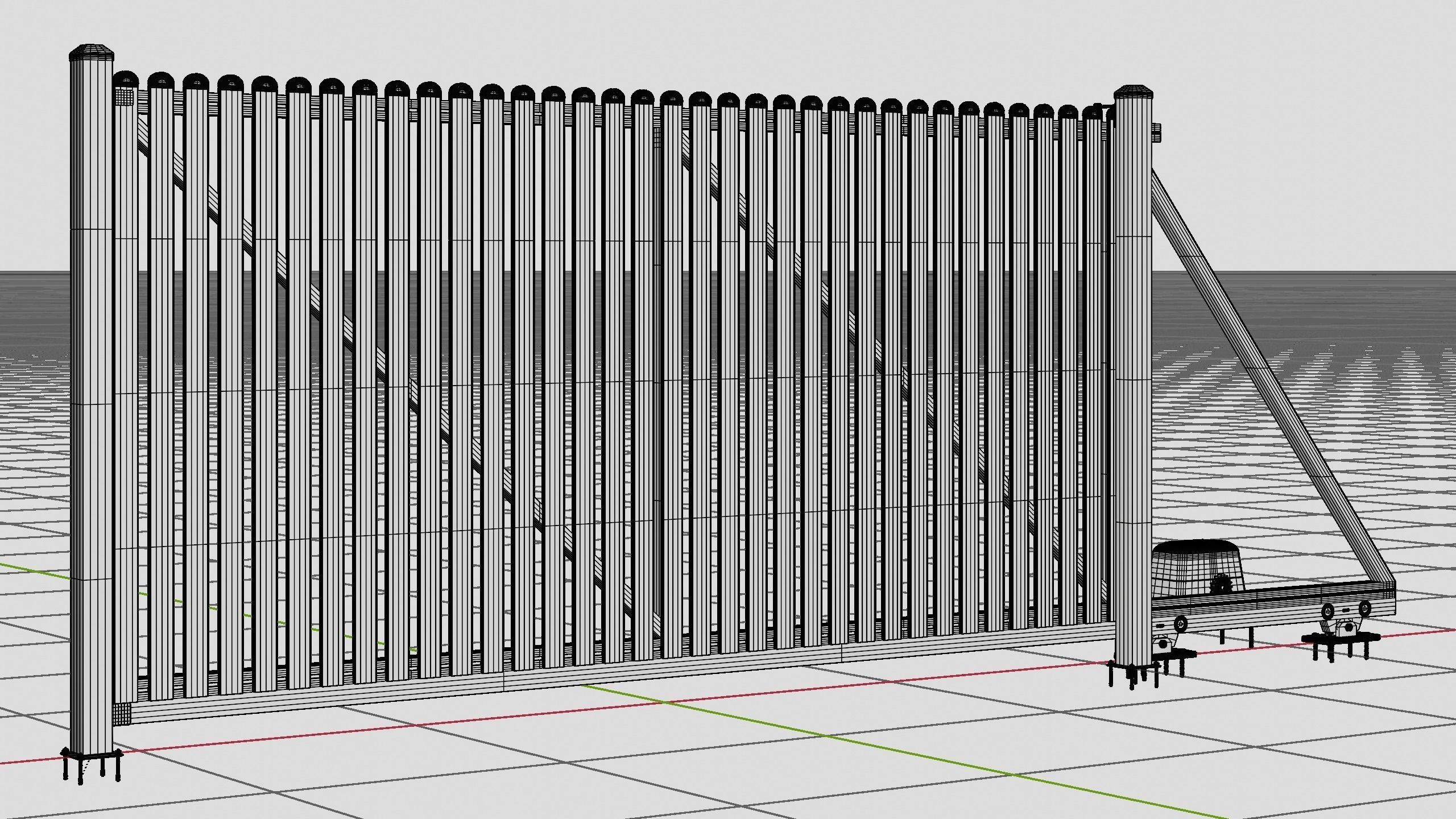 Aluminum Electric Sliding Gate - Model 3 - 3D model | CGTrader