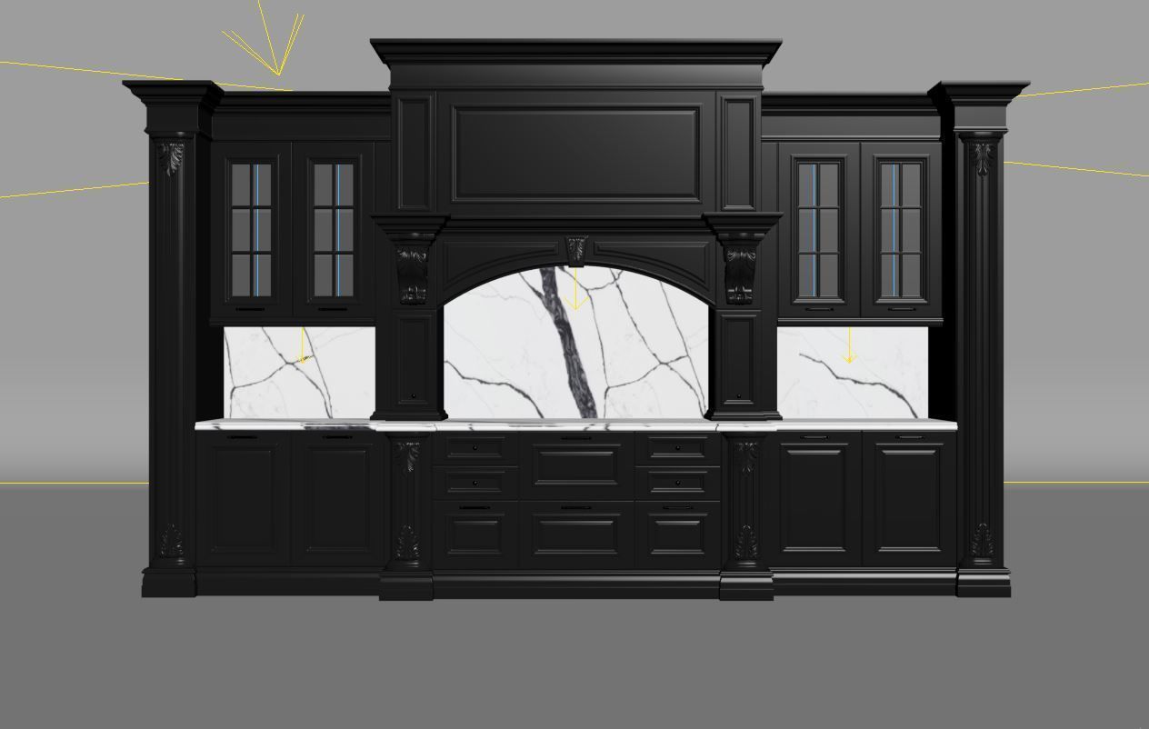 Black classic kitchen Neff with callacata stoneware 3D model | CGTrader