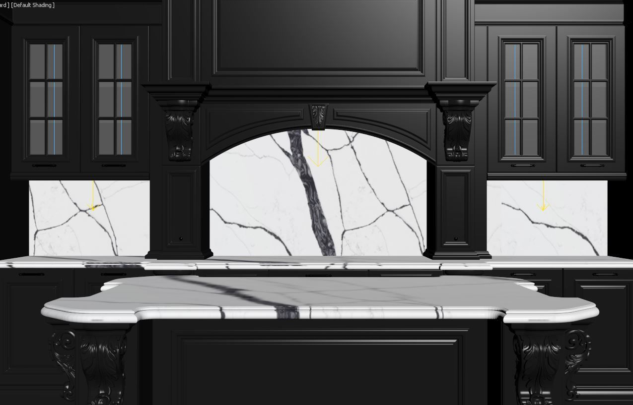 Black classic kitchen Neff with callacata stoneware 3D model | CGTrader