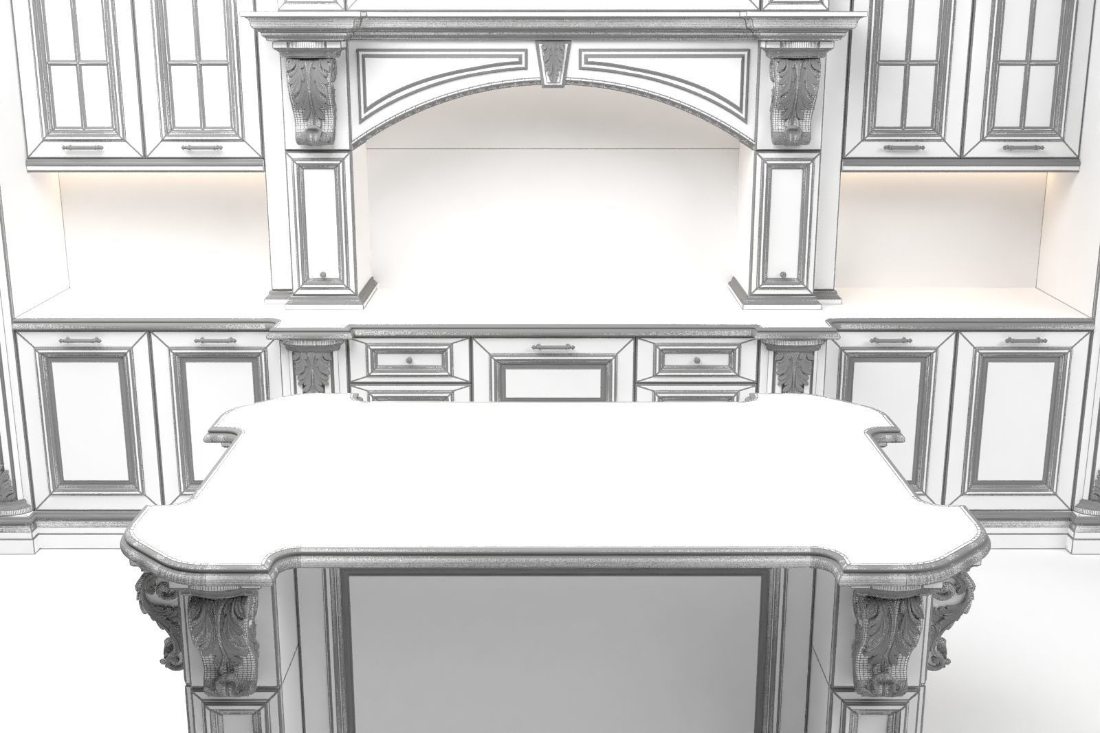 Black classic kitchen Neff with callacata stoneware 3D model | CGTrader