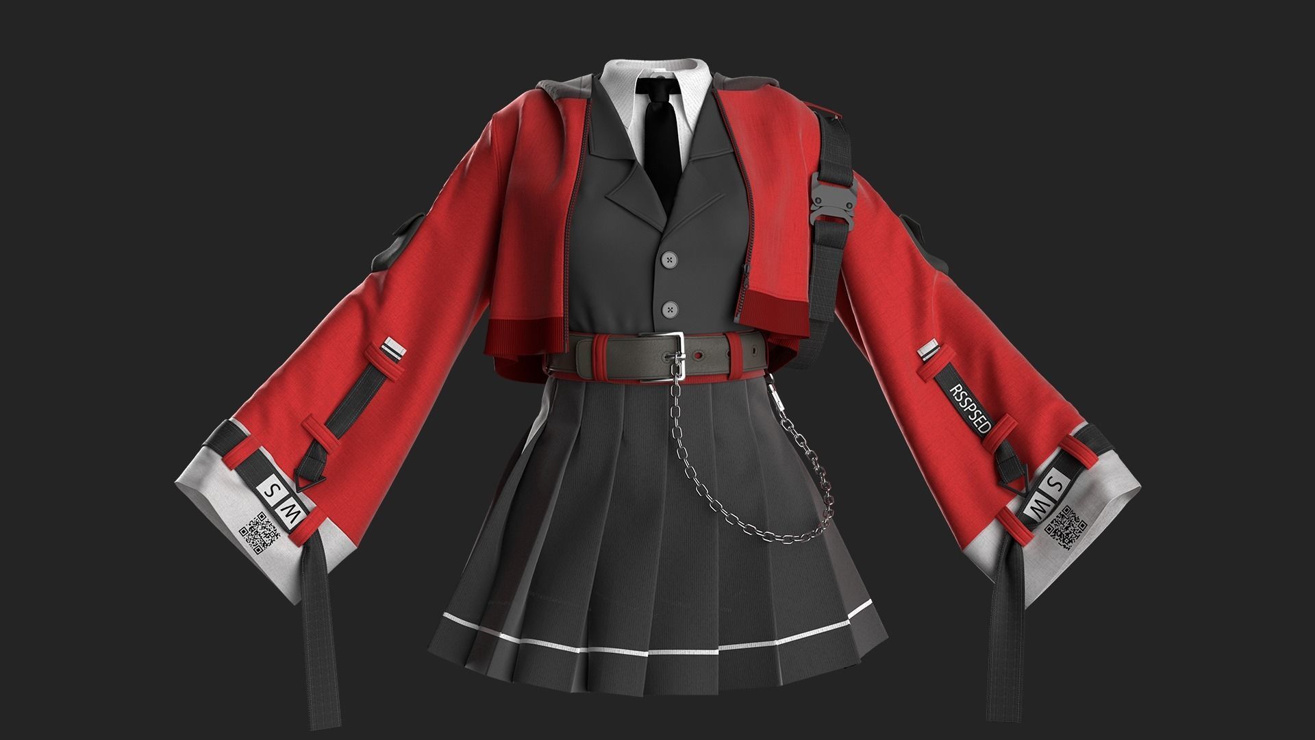 Female anime outfit Nubmer 2 Marvelous Designer project 3D model | CGTrader