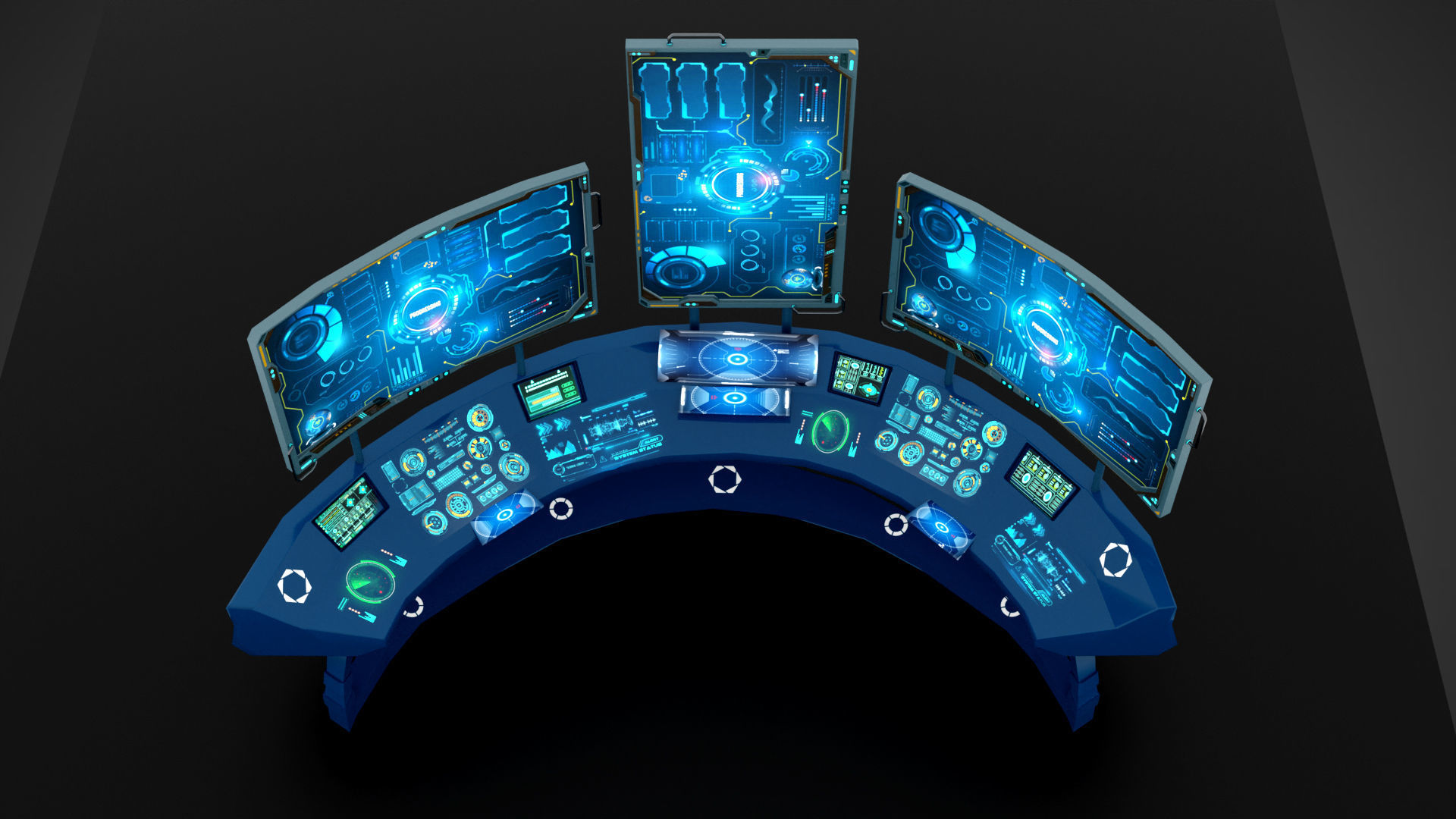 3D model SciFi Computer Table VR / AR / low-poly | CGTrader
