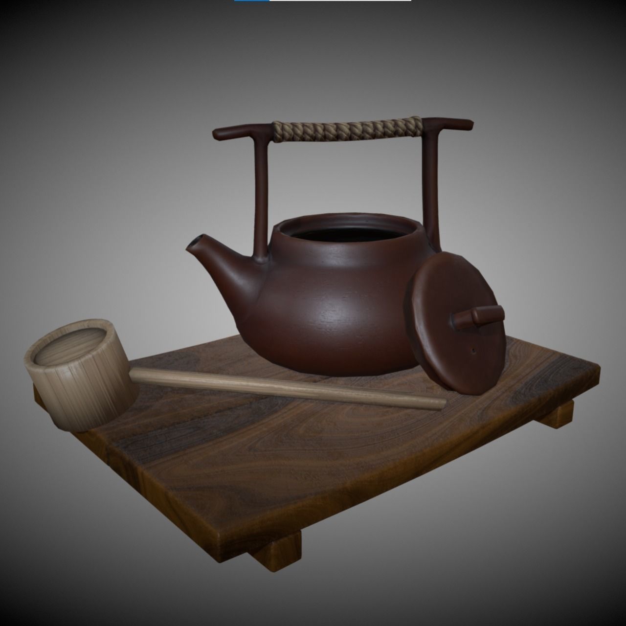 Japanese clay teapot with some accessories free VR / AR / low-poly 3D ...