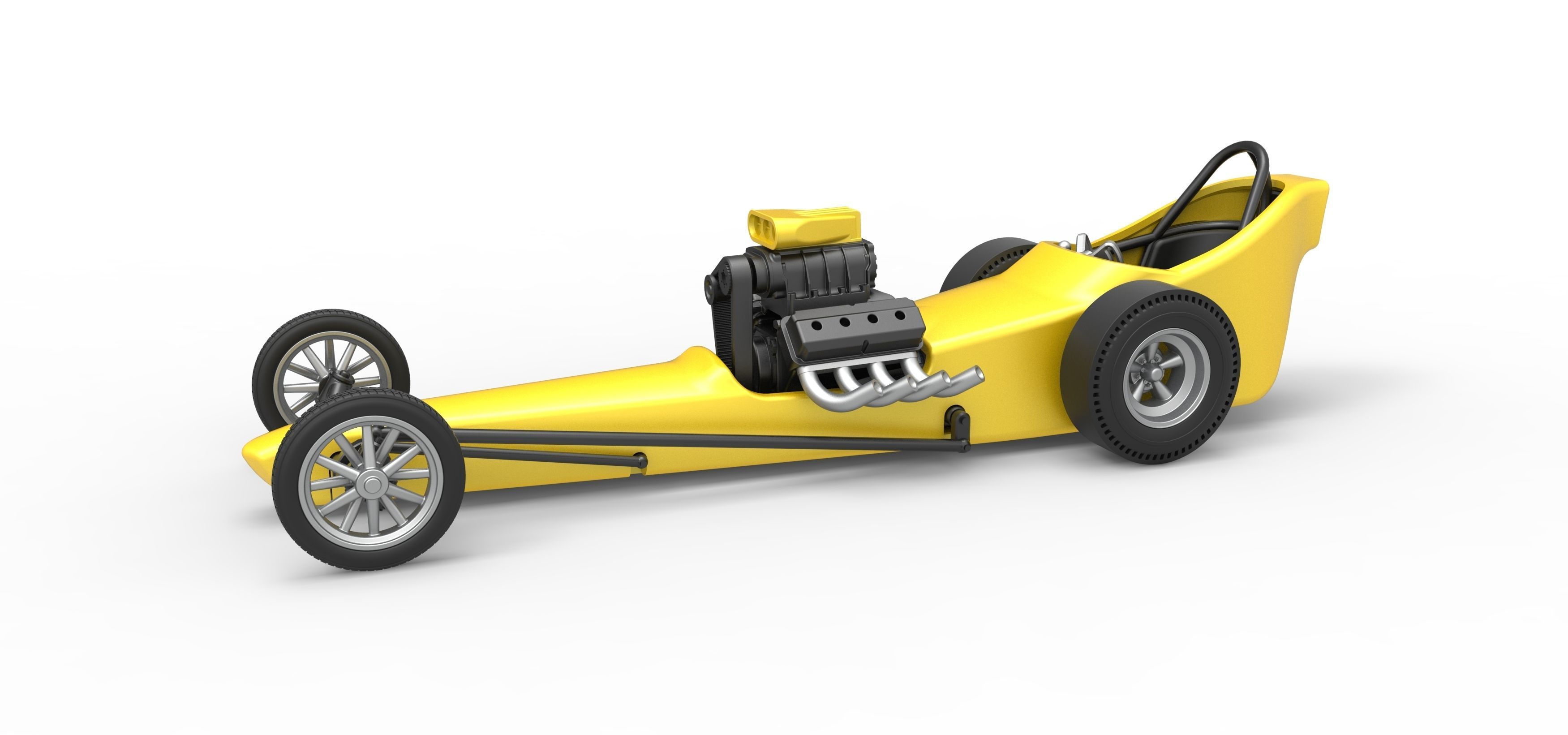 Front engine old school dragster with shell V3 Scale 1 to 25 3D model ...