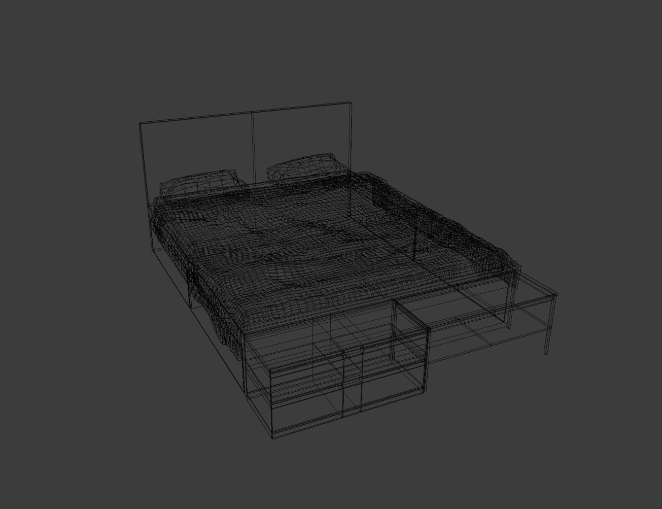 3D model Low Poly Bed with 3 different texture sets VR / AR / low-poly ...