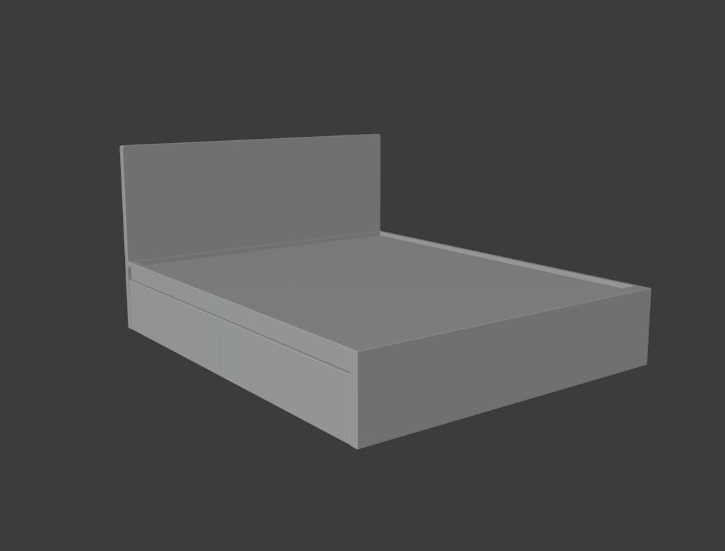 3D model Low Poly Bed with 3 different texture sets VR / AR / low-poly ...