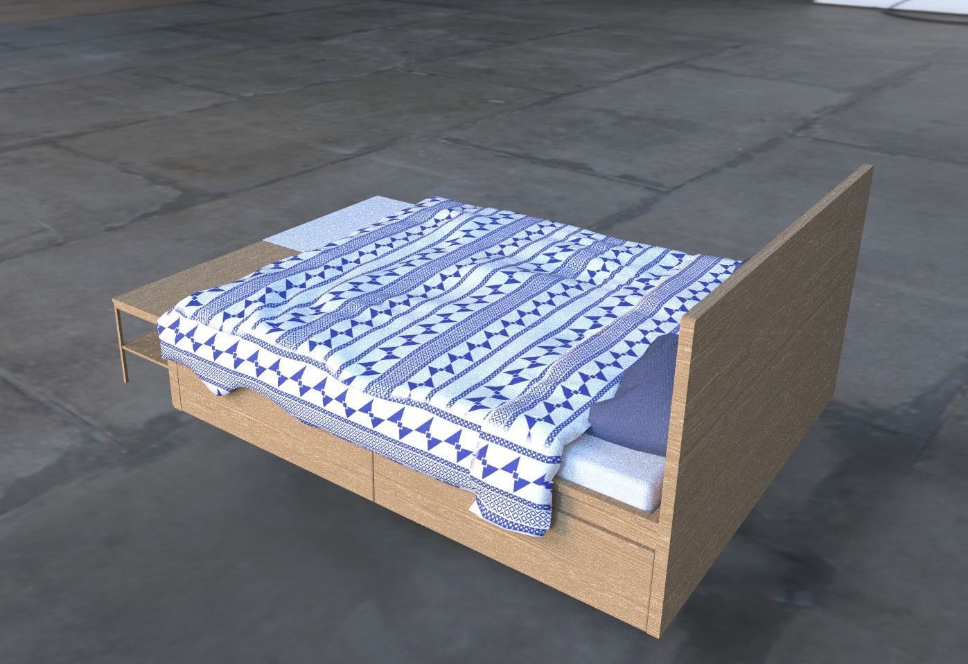 3D model Low Poly Bed with 3 different texture sets VR / AR / low-poly ...