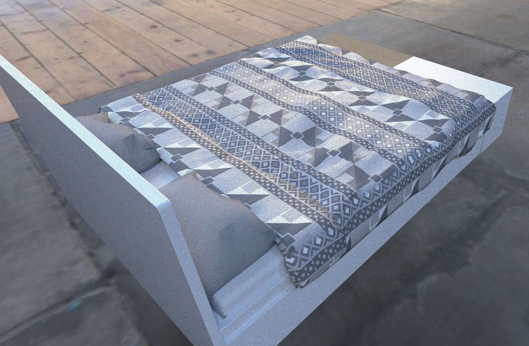 3D model Low Poly Bed with 3 different texture sets VR / AR / low-poly ...