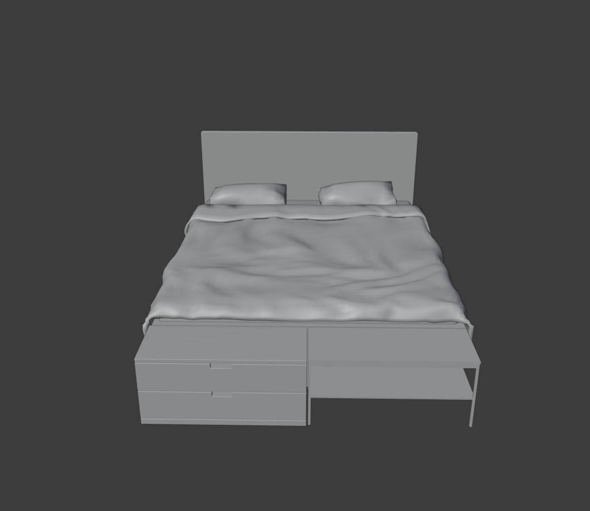 3D model Low Poly Bed with 3 different texture sets VR / AR / low-poly ...