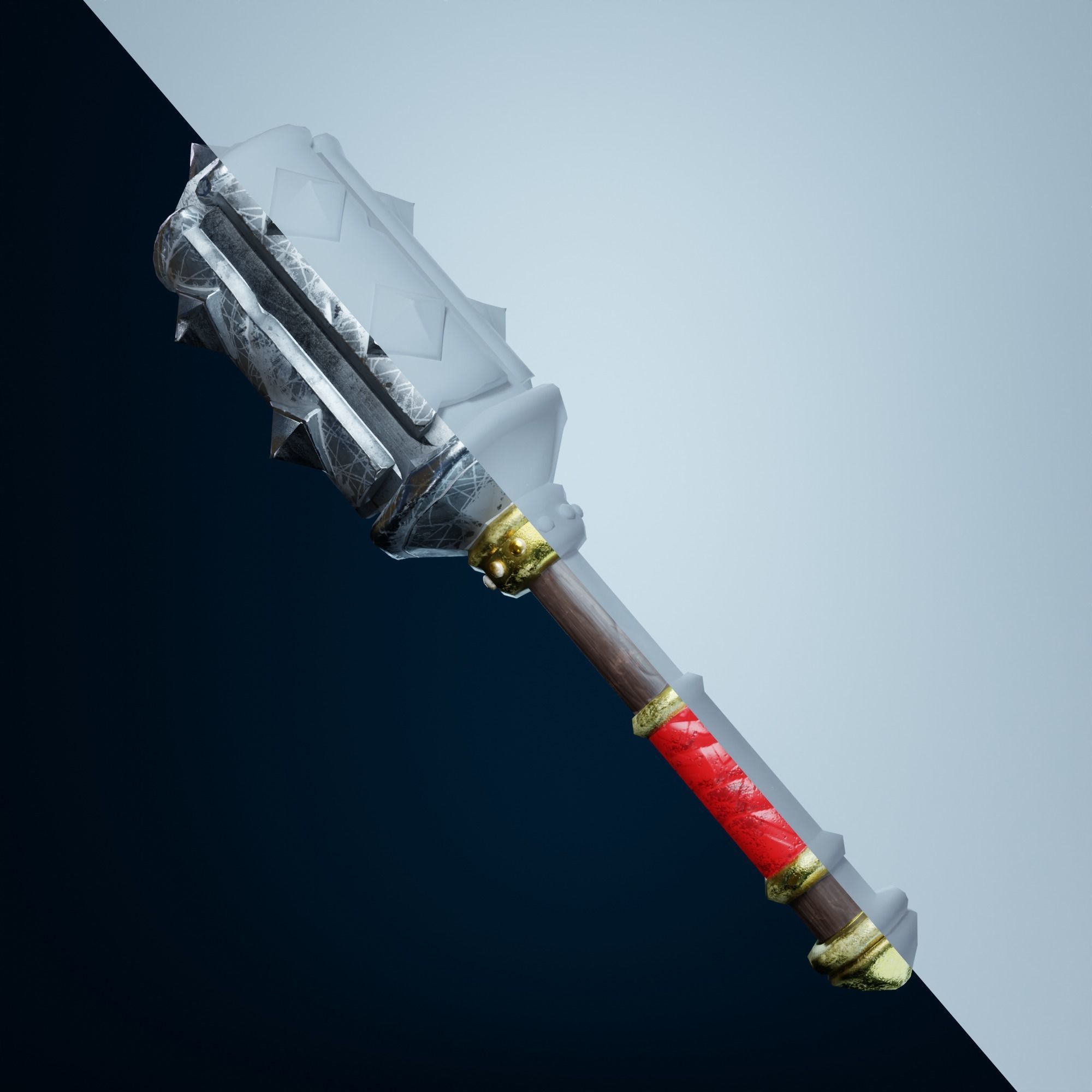 3D model Mace Low-Poly PBR 3D model weapon with spikes VR / AR / low ...
