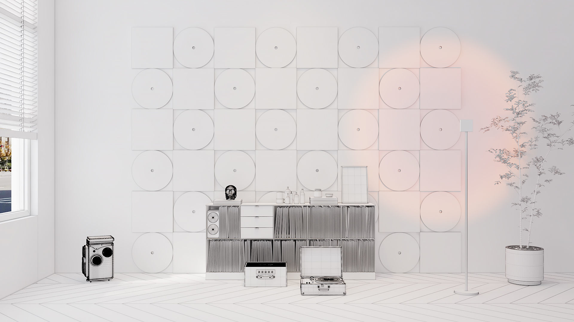 3D model Record player Old record model scene Phase I -001 3D model VR ...