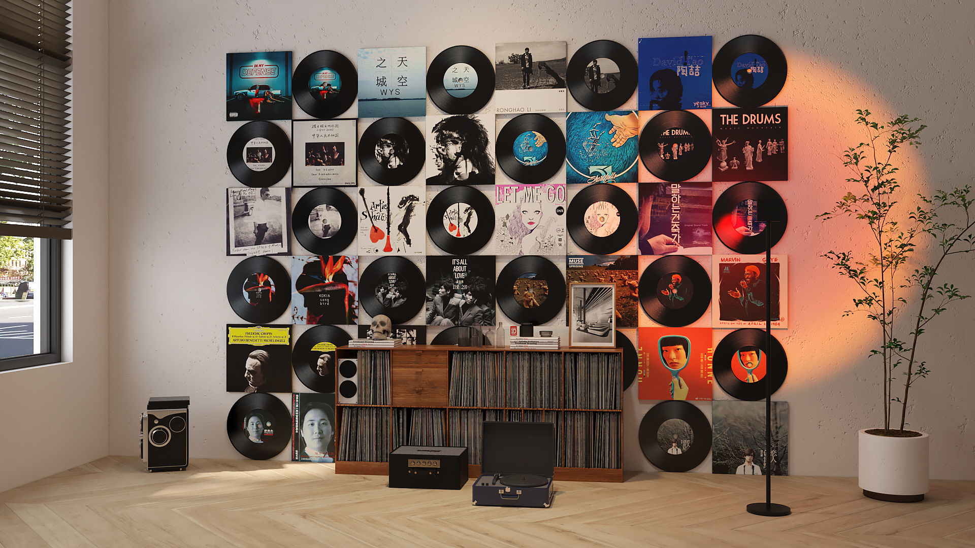 3D model Record player Old record model scene Phase I -001 3D model VR ...