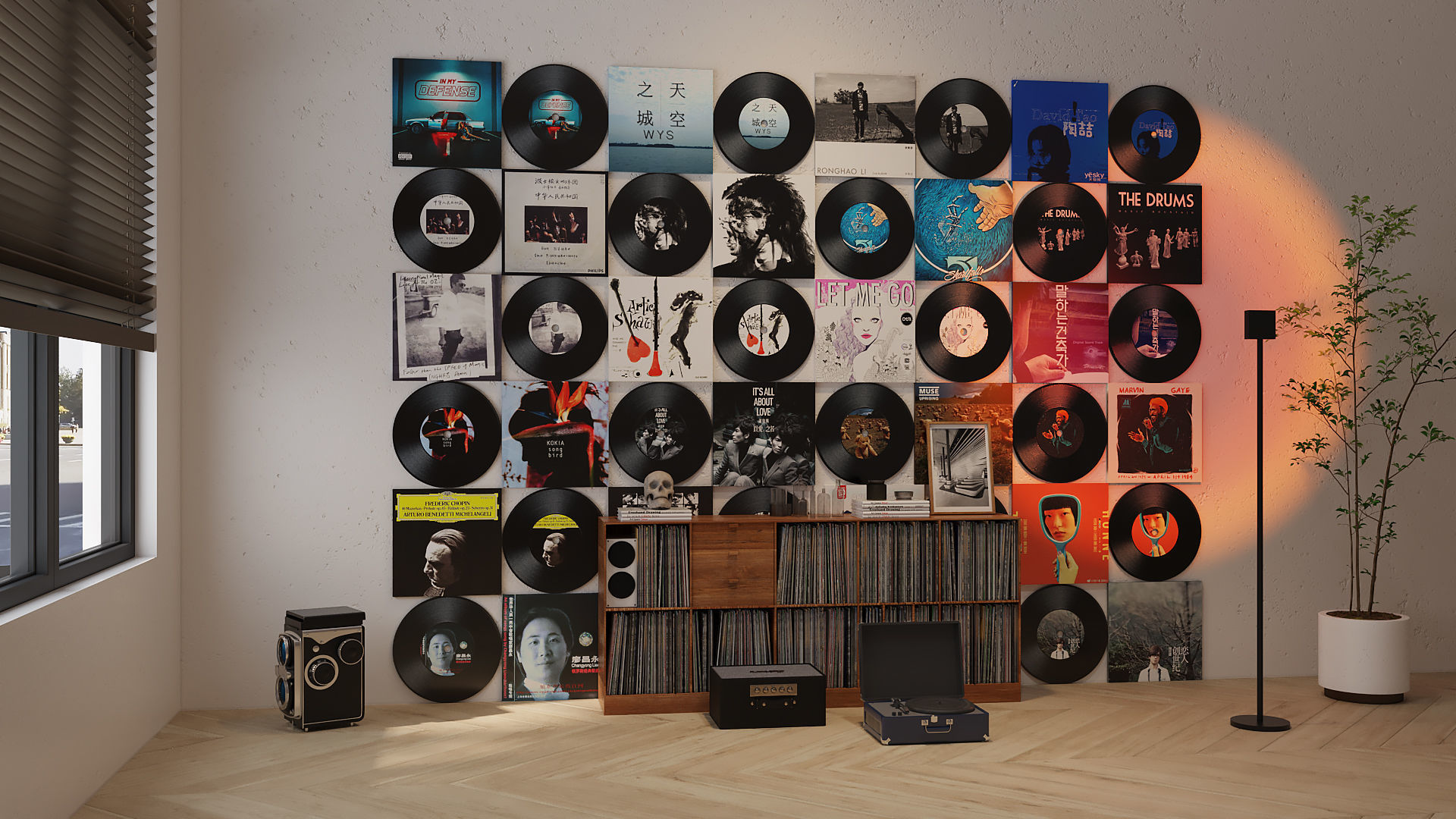 3D model Record player Old record model scene Phase I -001 3D model VR ...