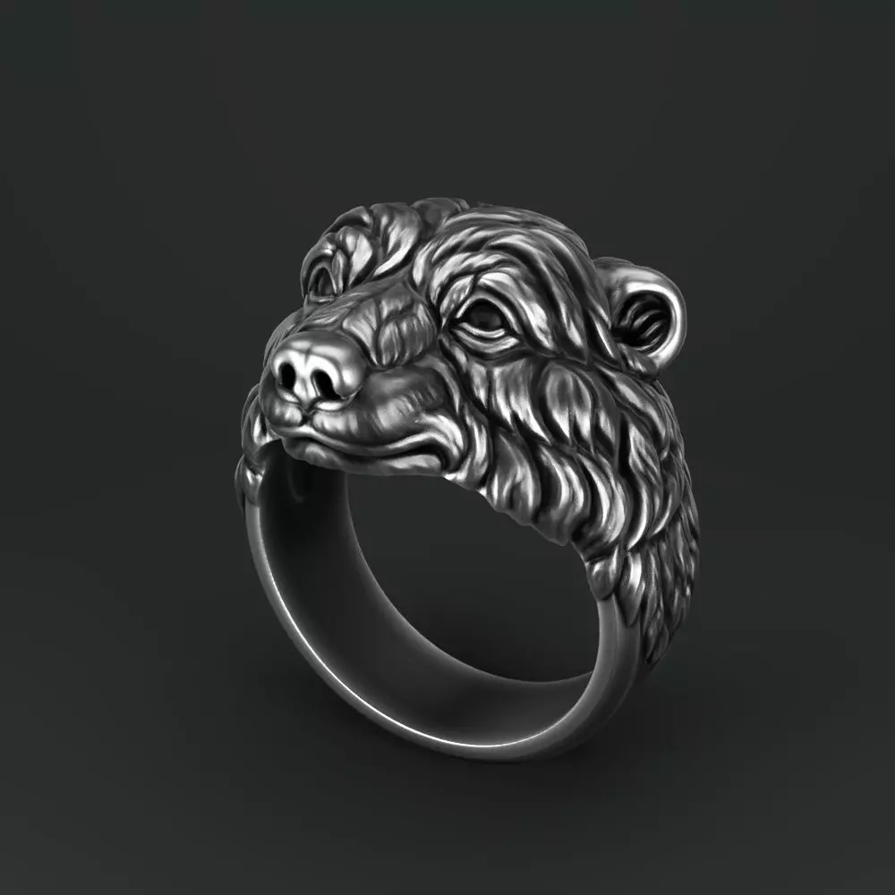 Bear head ring 3D model 3D printable | CGTrader