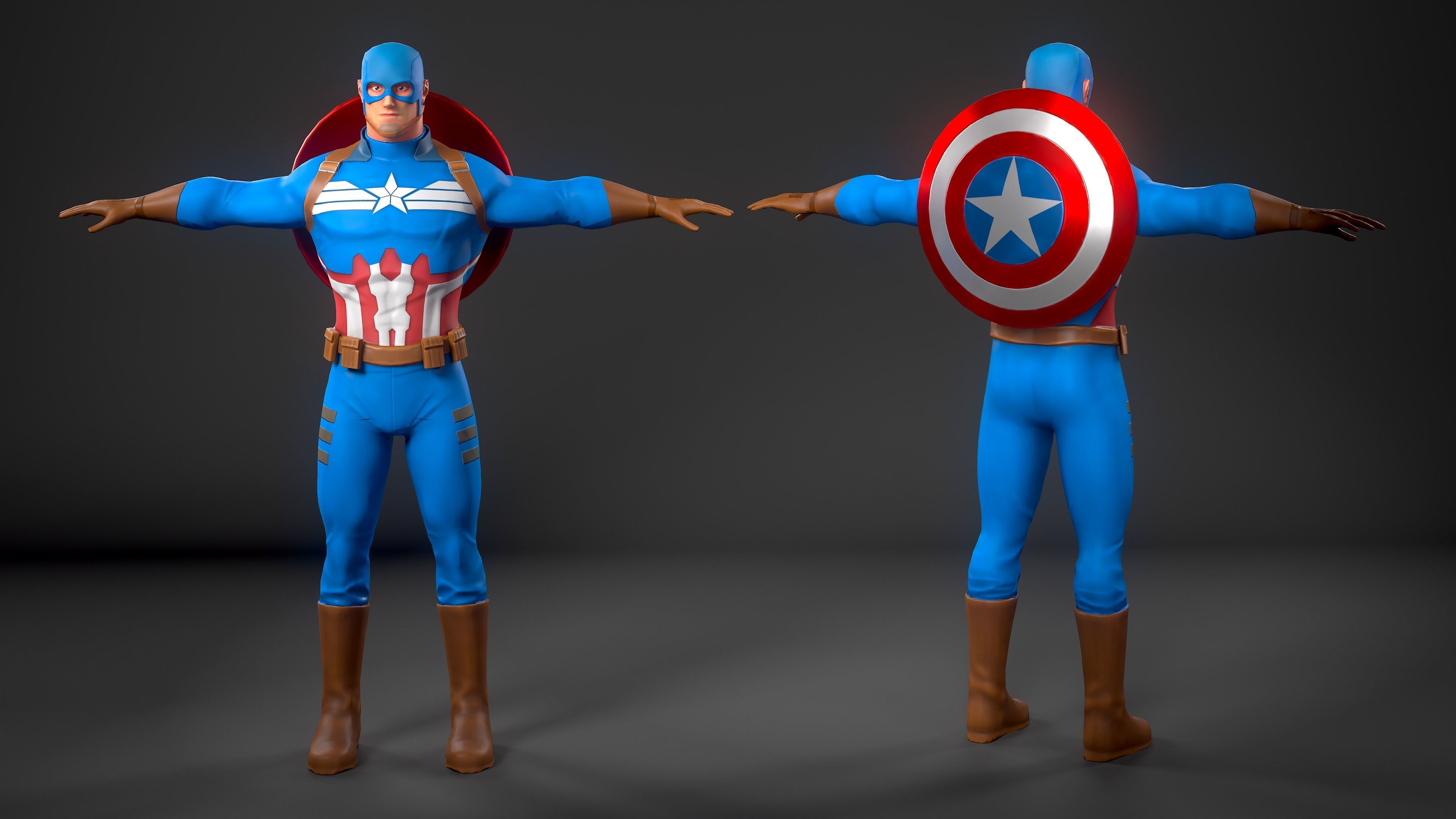 3D model Captain America Game Ready VR / AR / low-poly | CGTrader