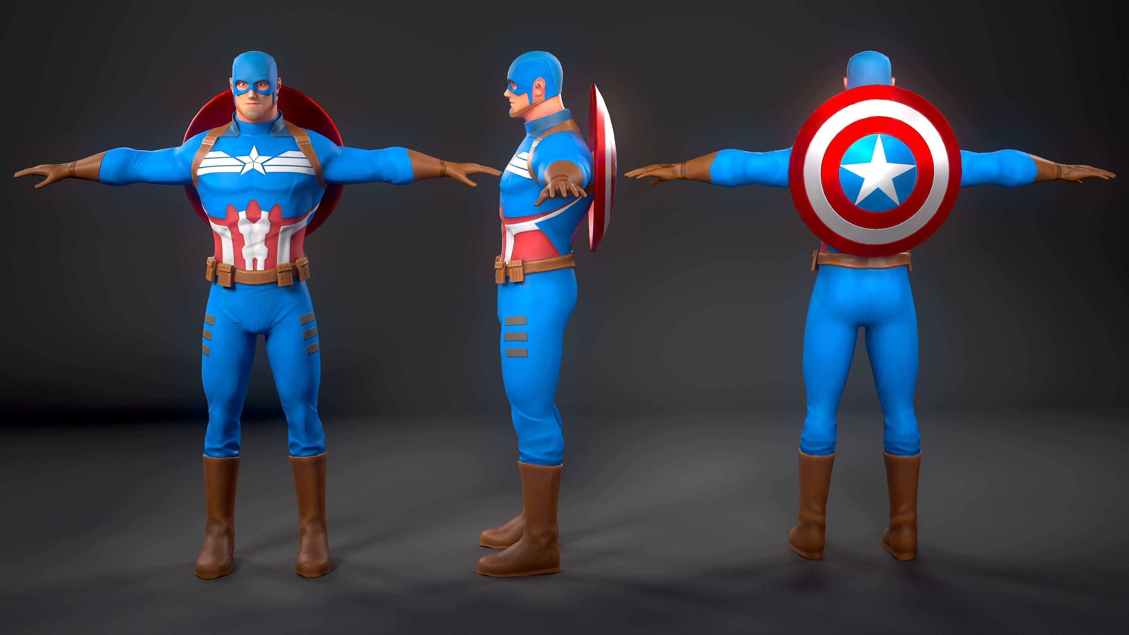 3D model Captain America Game Ready VR / AR / low-poly | CGTrader