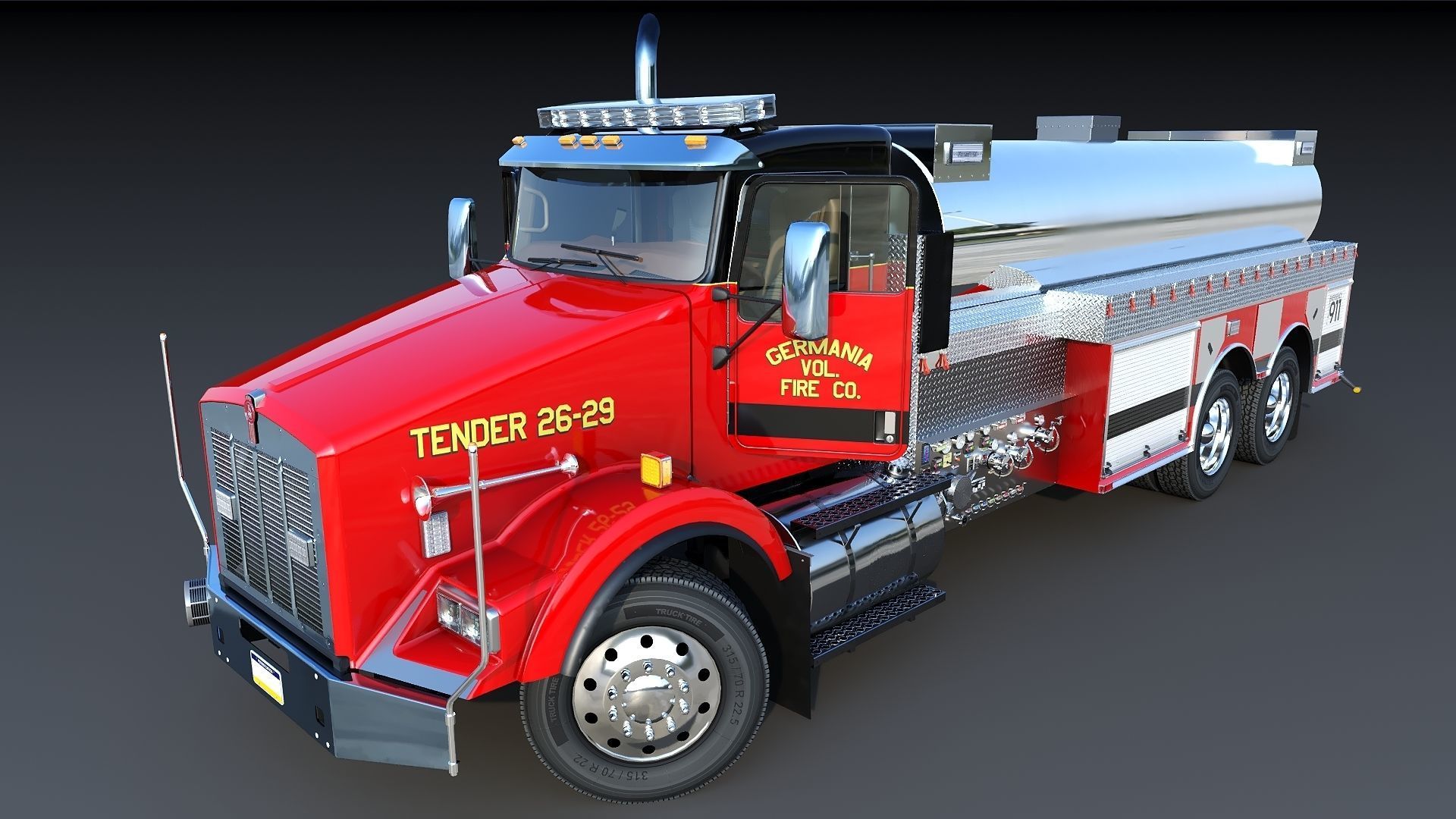 3D model Kenworth T800 Fire tanker truck VR / AR / low-poly | CGTrader