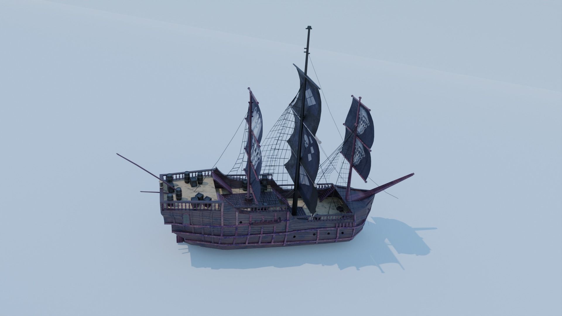 3D model Sea Pirate Ship 3D model - Low-poly 3D model VR / AR / low ...